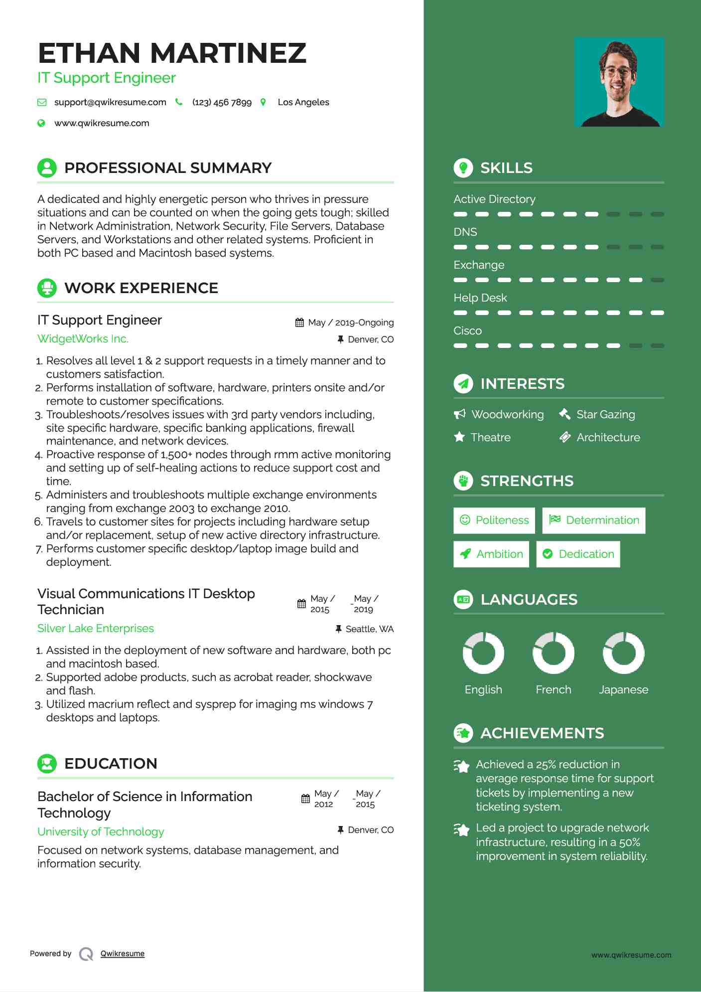 It Support Engineer Resume Sample Photos