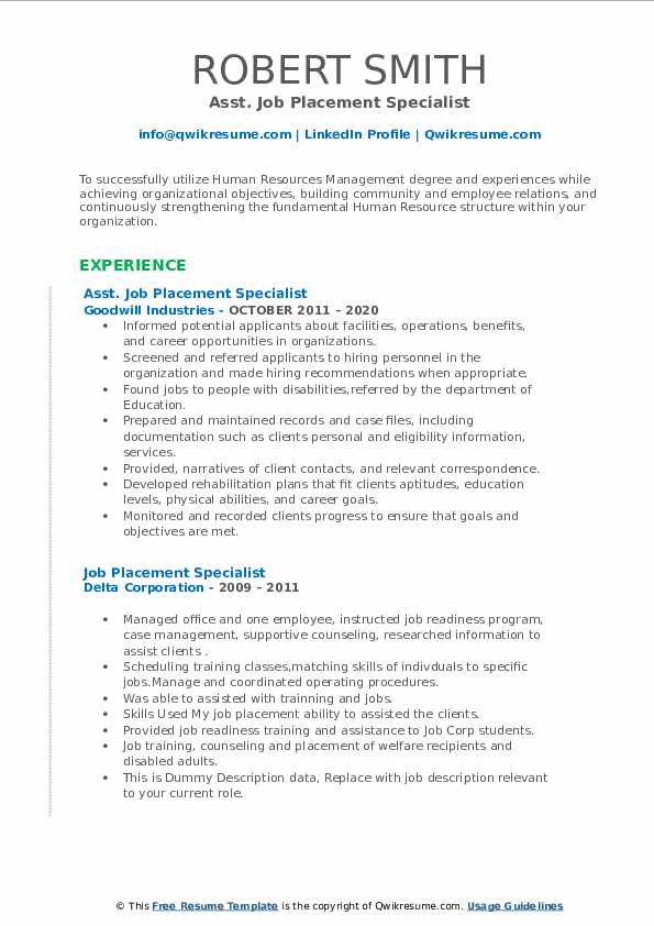 Job Placement Specialist Resume Samples QwikResume job-placement-specialist-resume-samples-qwikresume