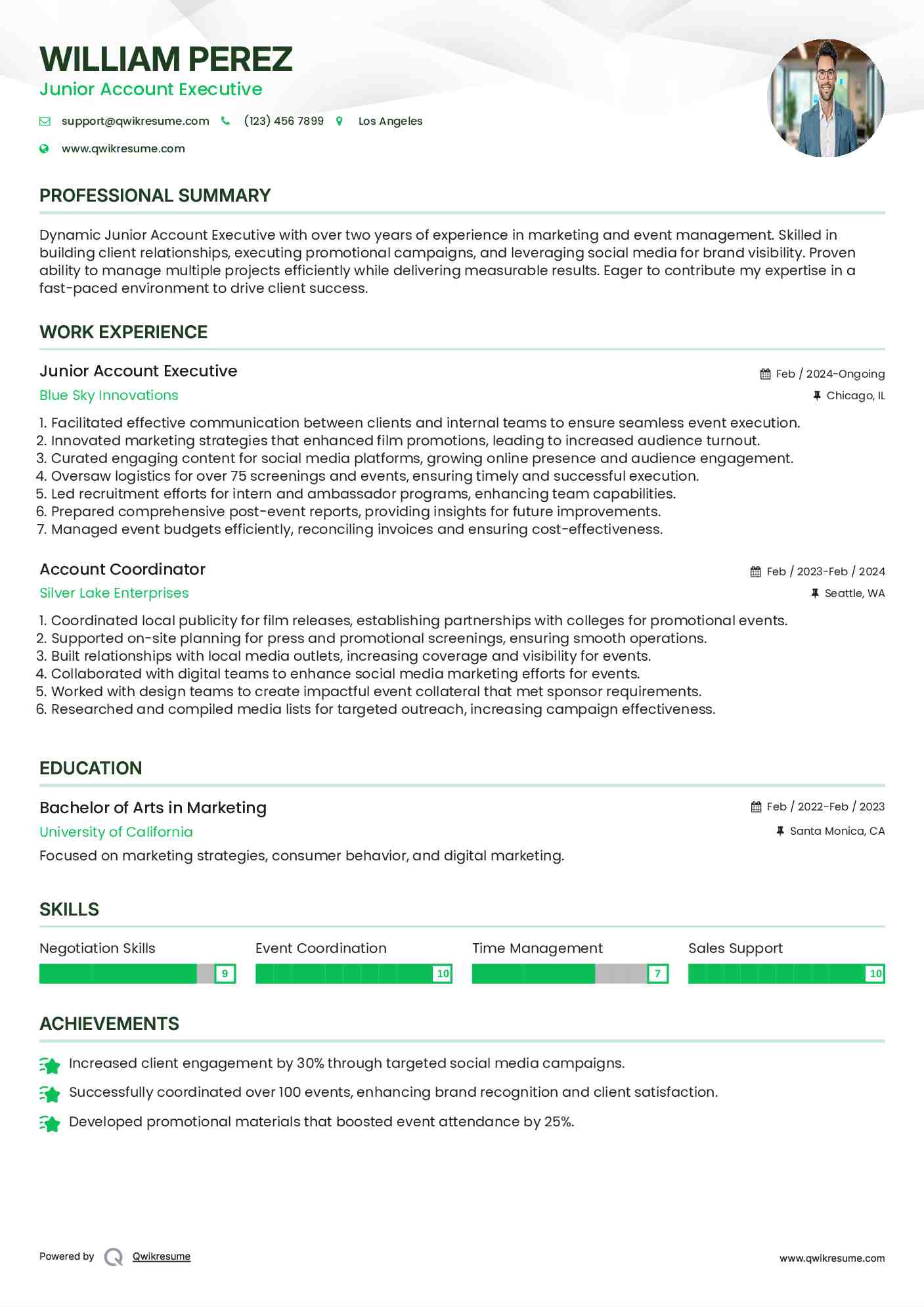 Junior Account Executive Resume Samples QwikResume