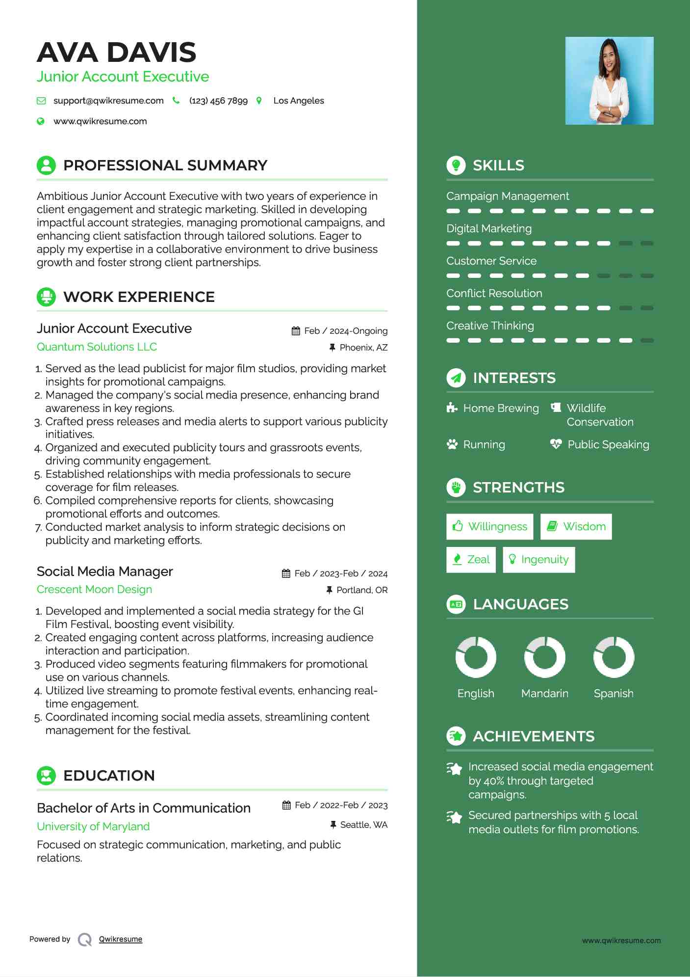 Junior Account Executive Resume Samples QwikResume