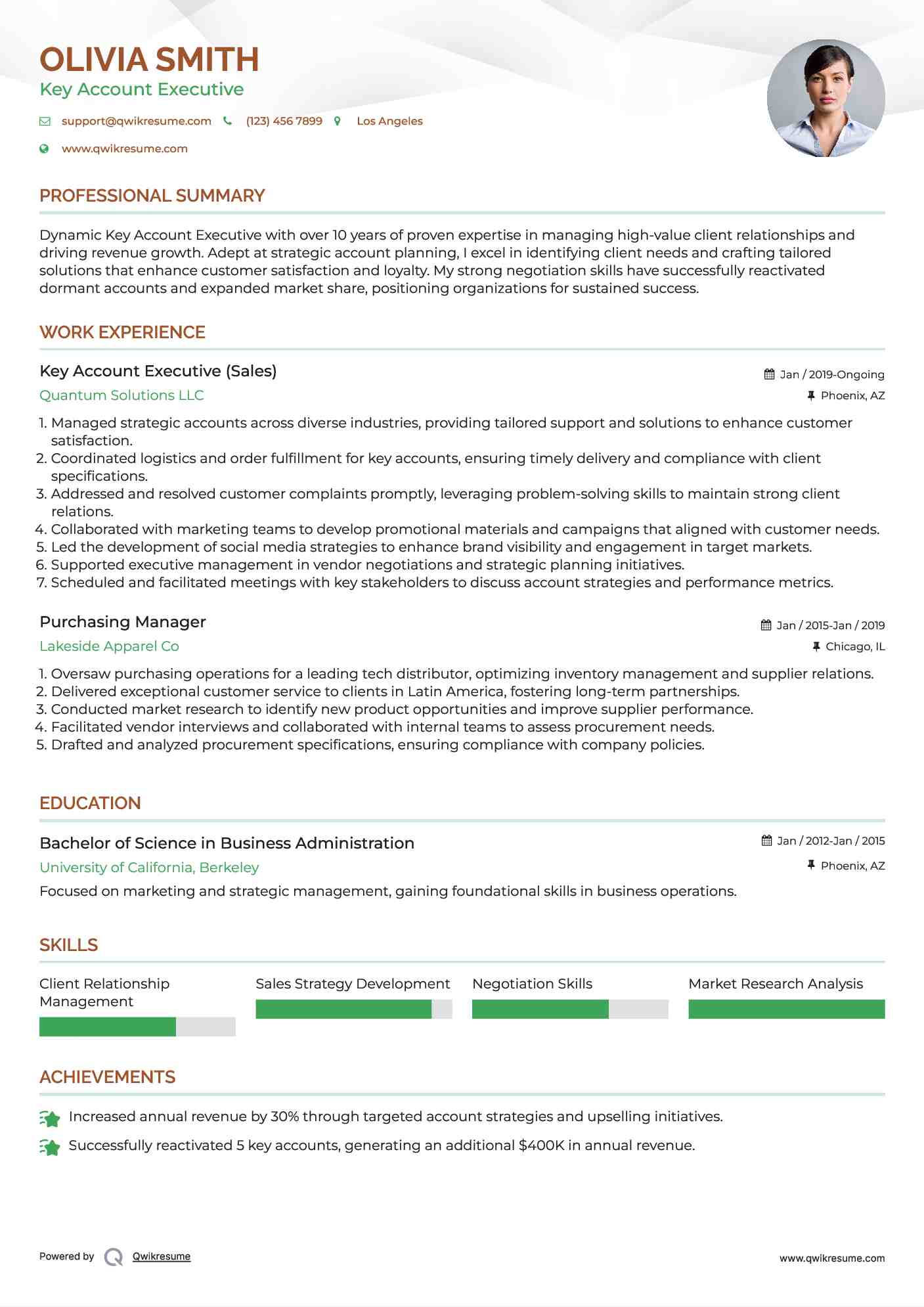 Key Account Executive Resume Samples QwikResume