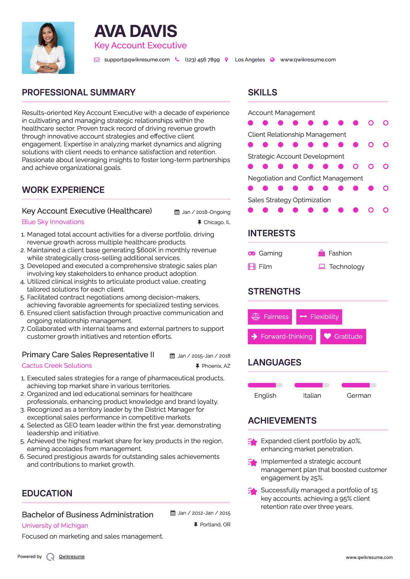 Key Account Executive Resume Samples QwikResume