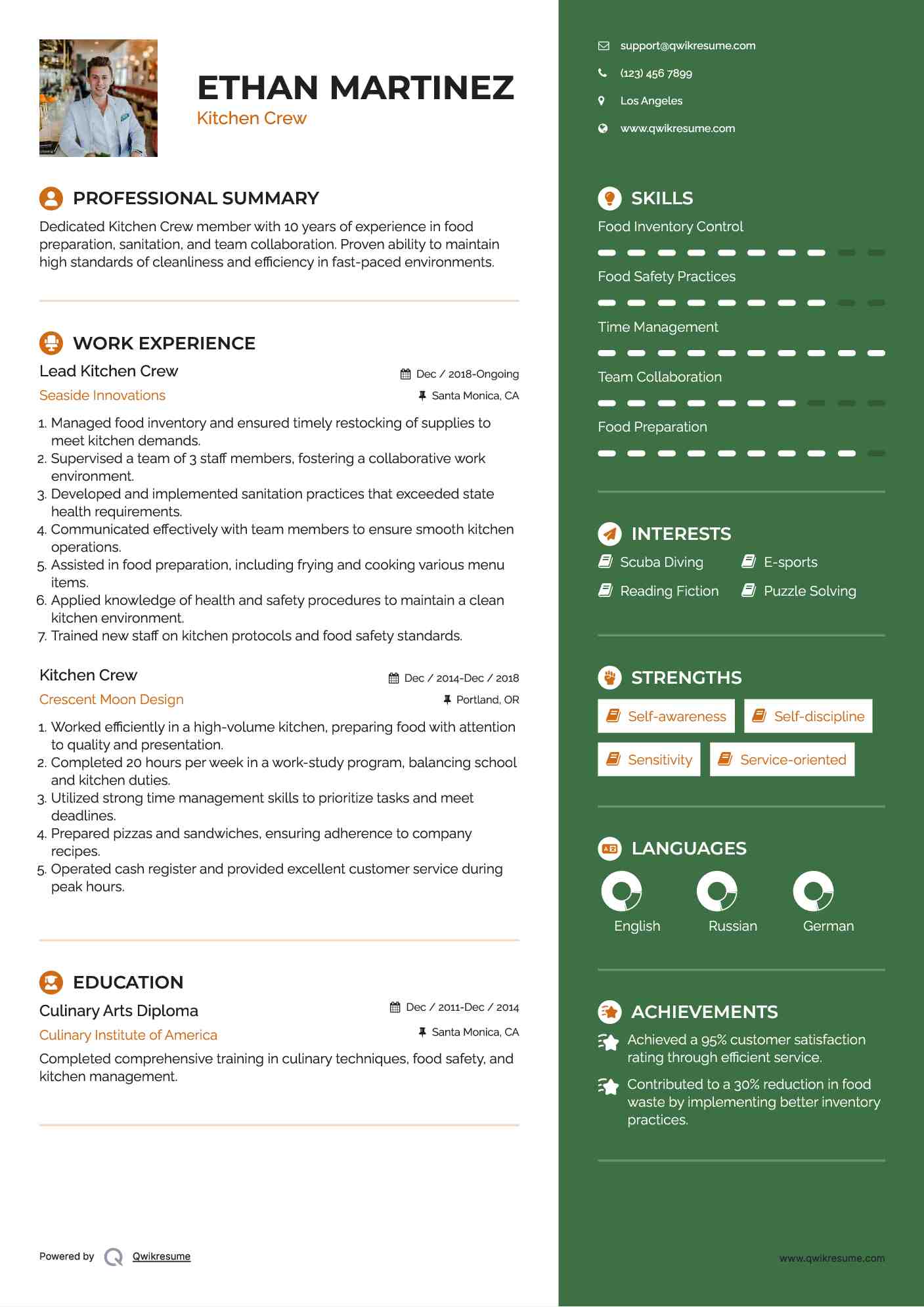 Kitchen Crew Resume Samples QwikResume Kitchen Crew Resume Samples QwikResume