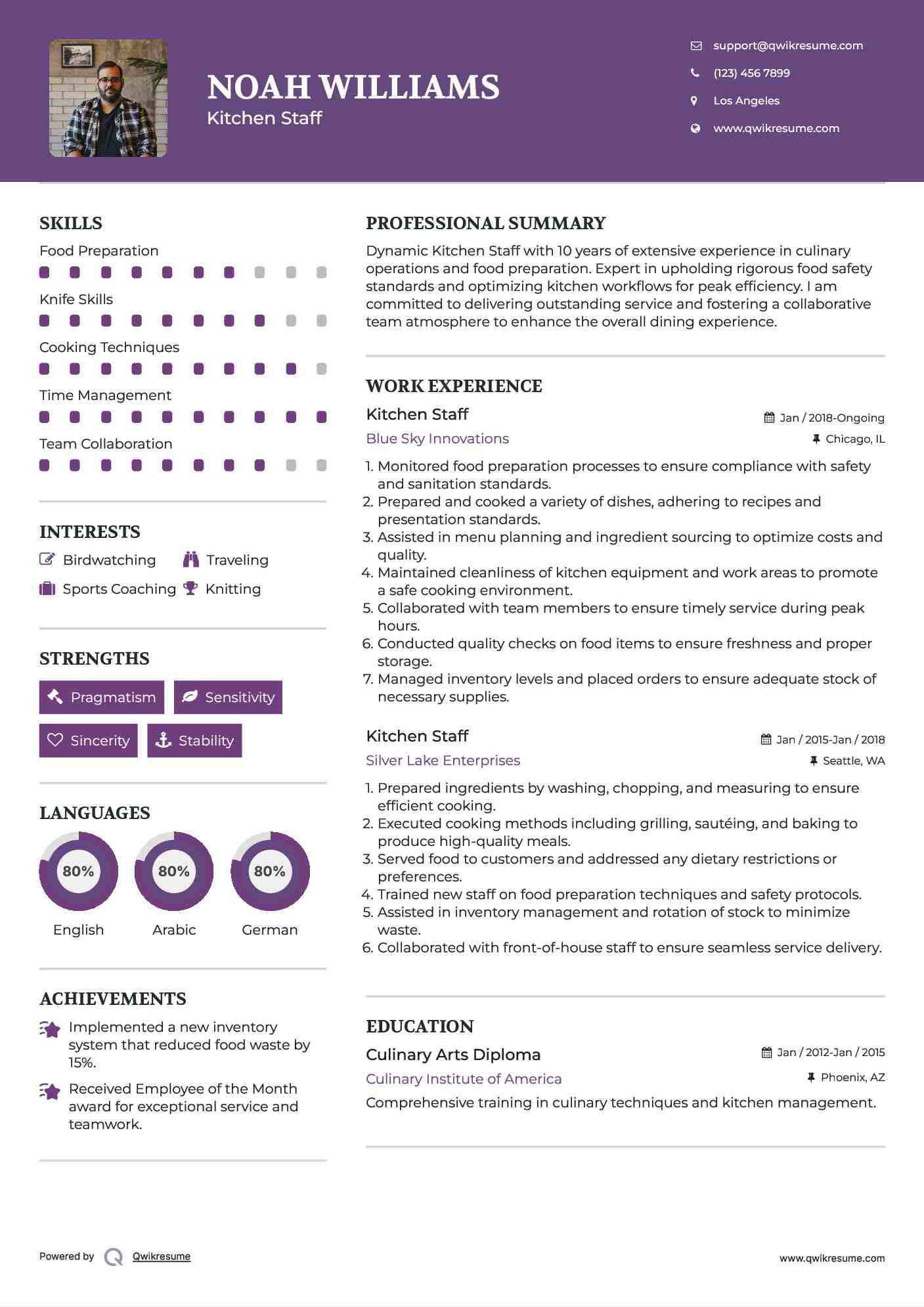 Kitchen Staff Resume Samples QwikResume Kitchen Staff Resume Samples QwikResume