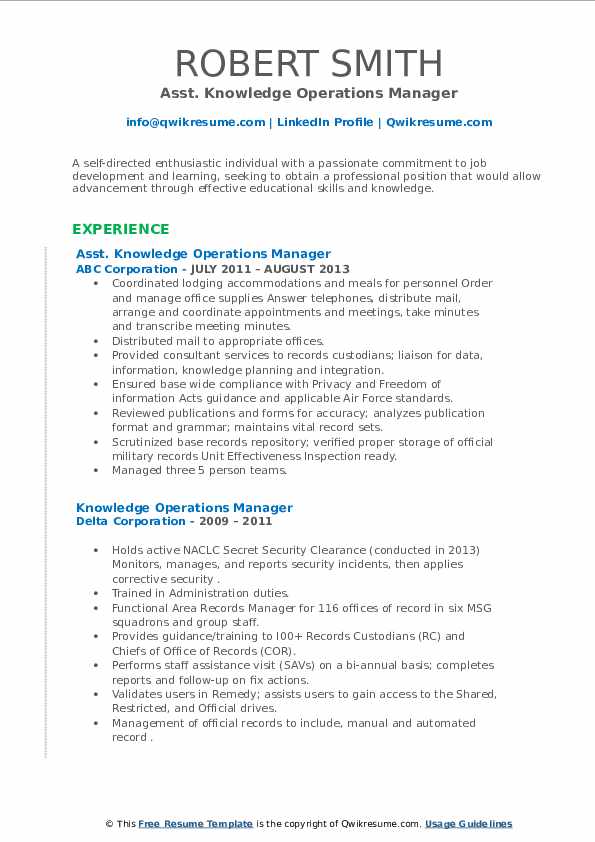 Knowledge Manager Resume