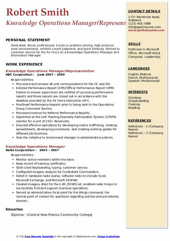 Knowledge Manager Resume