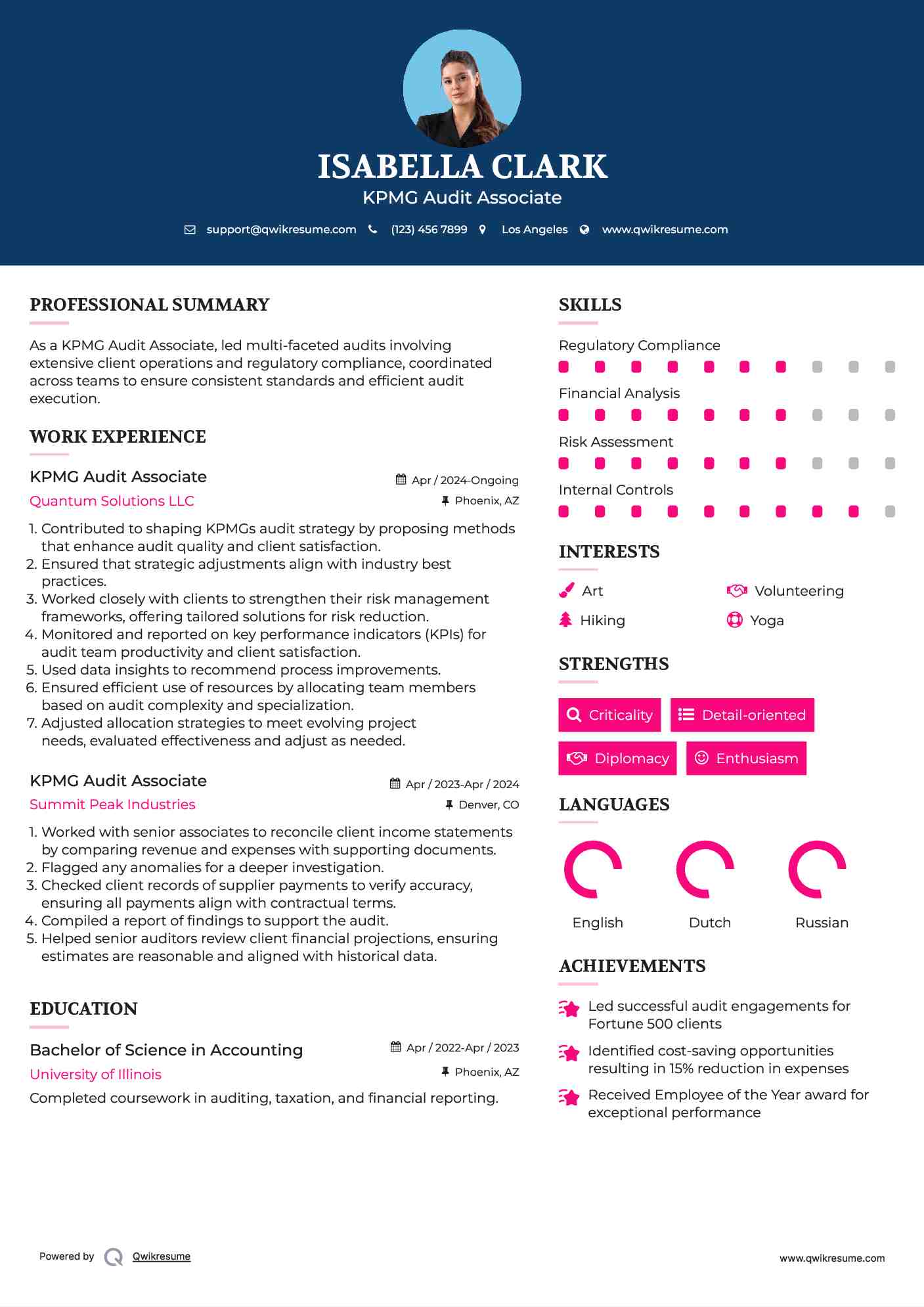 10+ KPMG Audit Associate Resume Samples & Templates for 2025