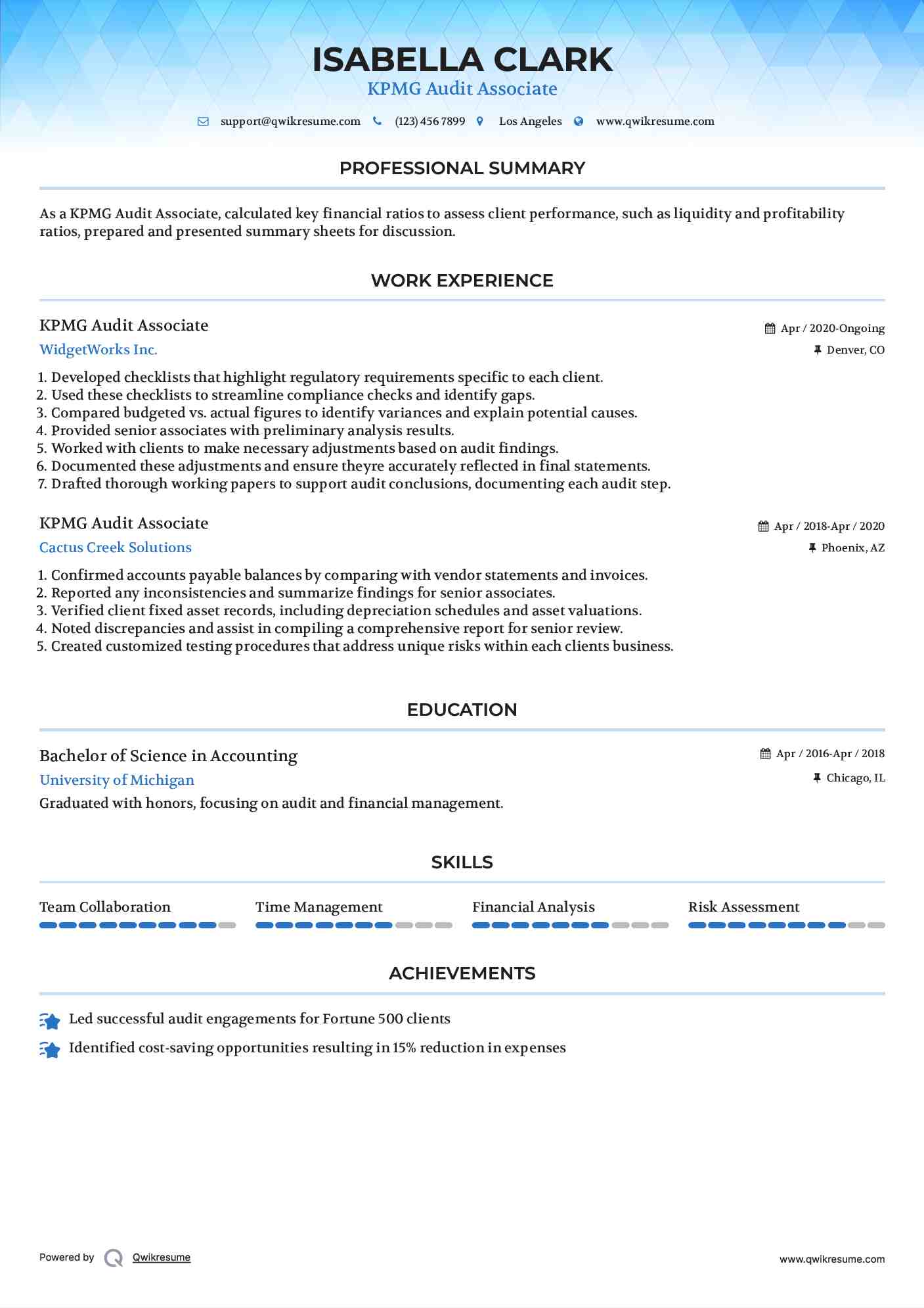 10+ KPMG Audit Associate Resume Samples & Templates for 2025