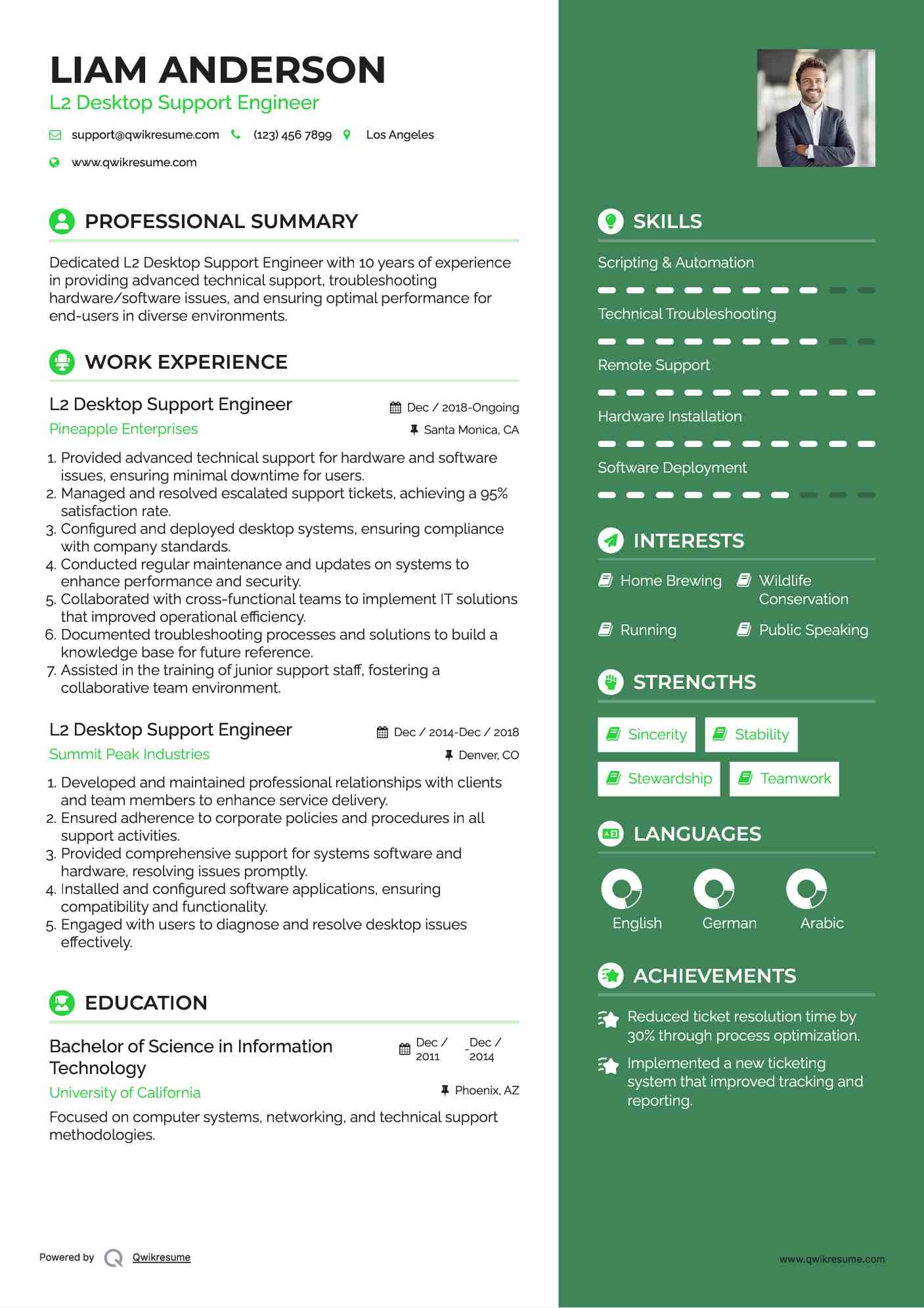 10 L2 Desktop Support Engineer Resume Samples Templates For 2025