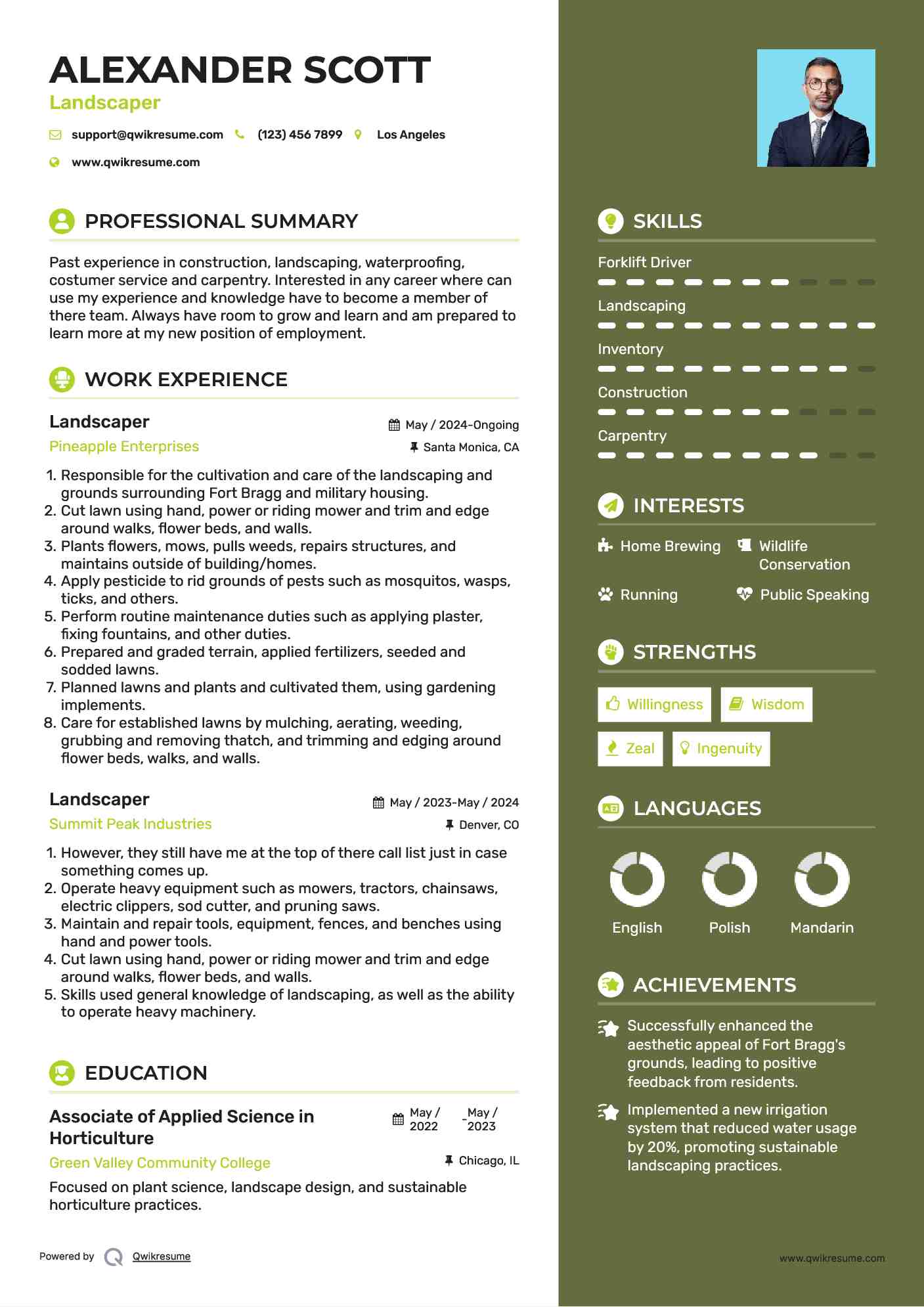 Landscape Design Resume Examples Test