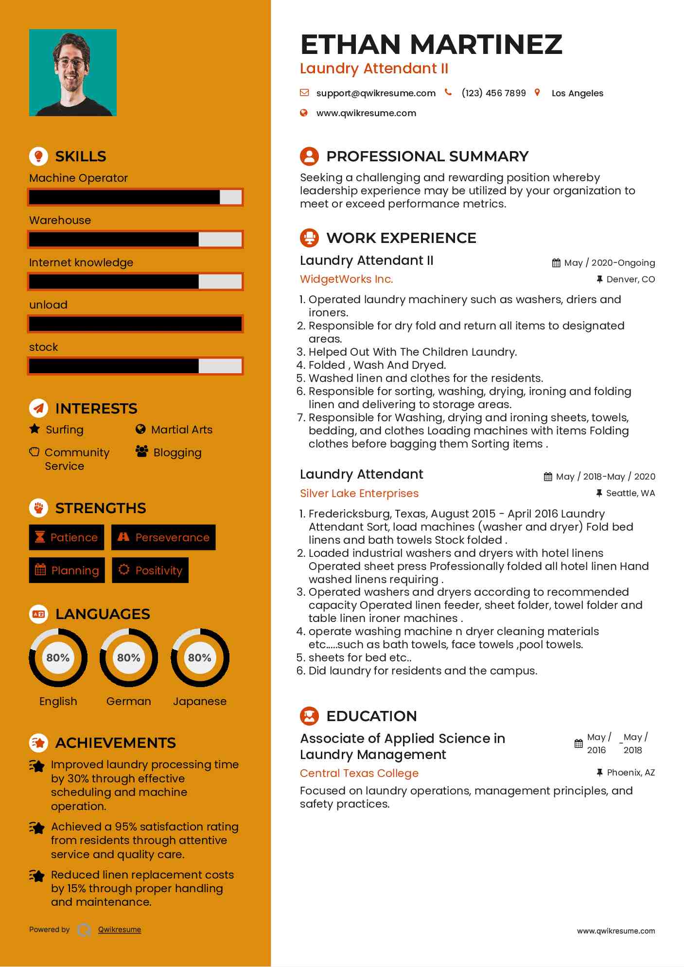 Laundry Attendant Resume Samples QwikResume laundry-attendant-resume-samples-qwikresume