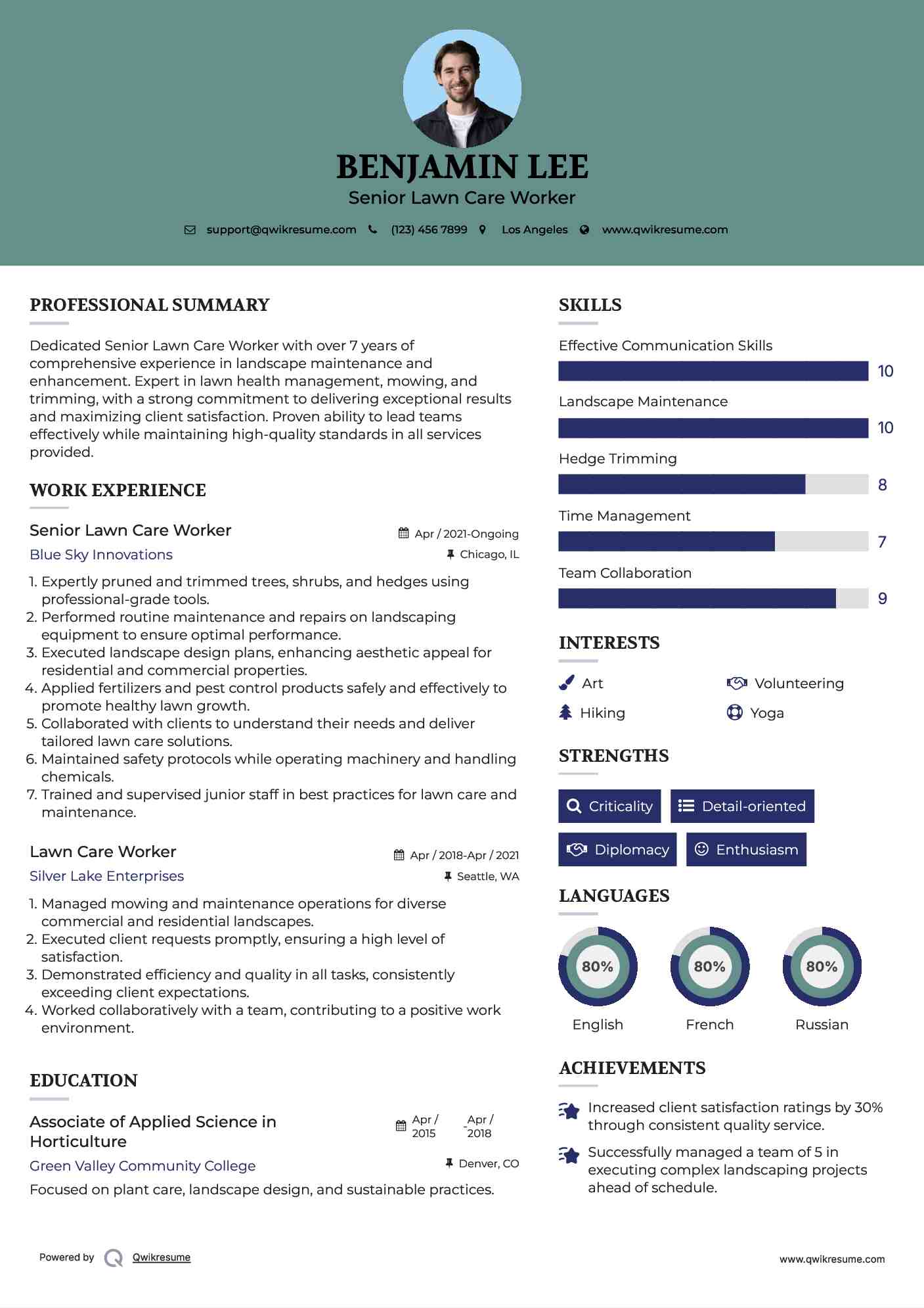 Lawn Care Worker Resume Samples QwikResume