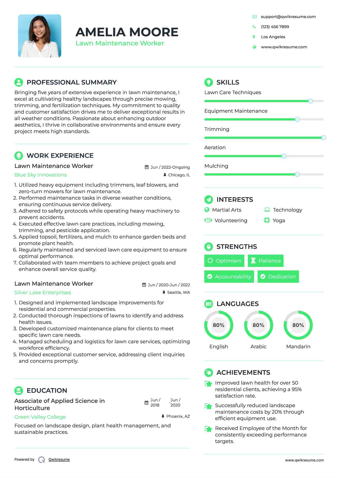Lawn Maintenance Worker Resume Samples QwikResume