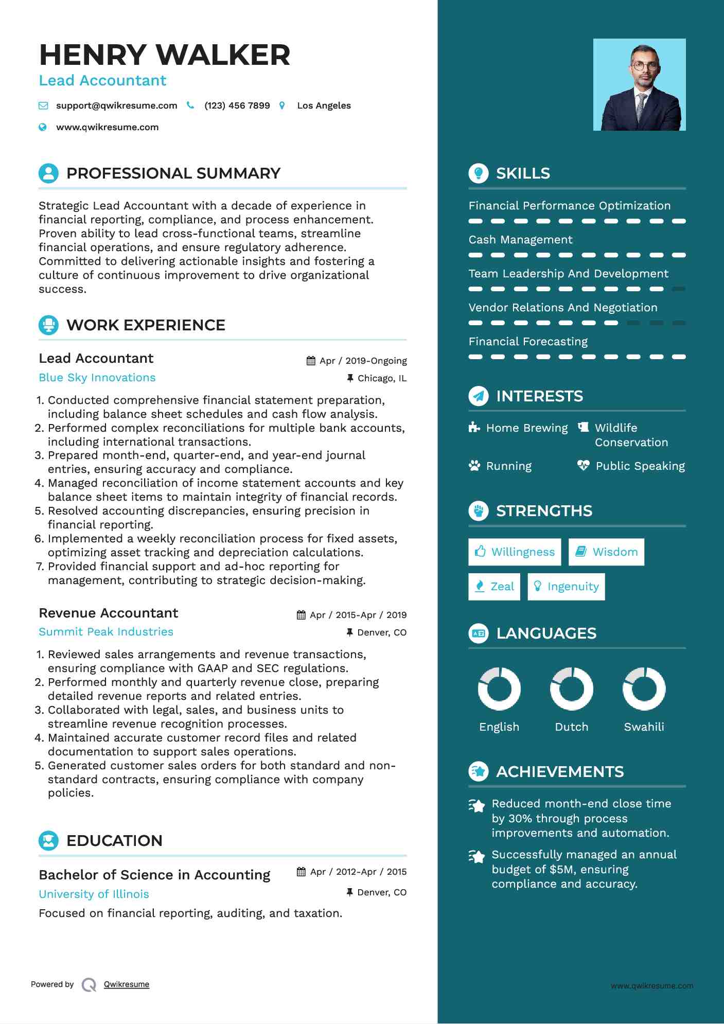 Professional Accounting Resume Summary Of Qualifications Examples 