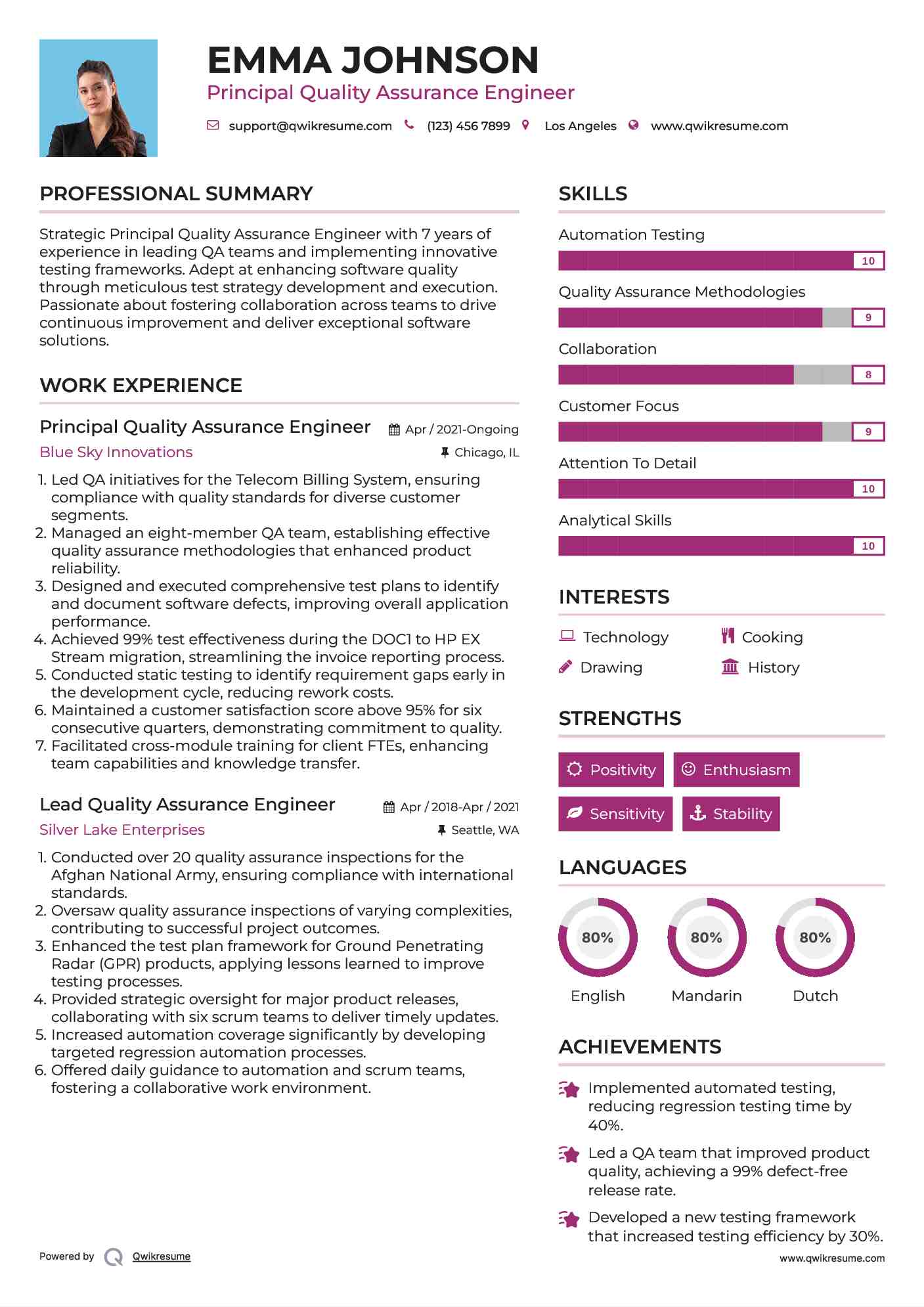 10 Lead Quality Assurance Engineer Resume Samples And Templates For 2025 