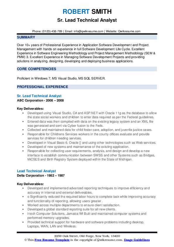 Lead Technical Analyst Resume Samples | QwikResume Lead Technical Analyst Resume Samples | QwikResume