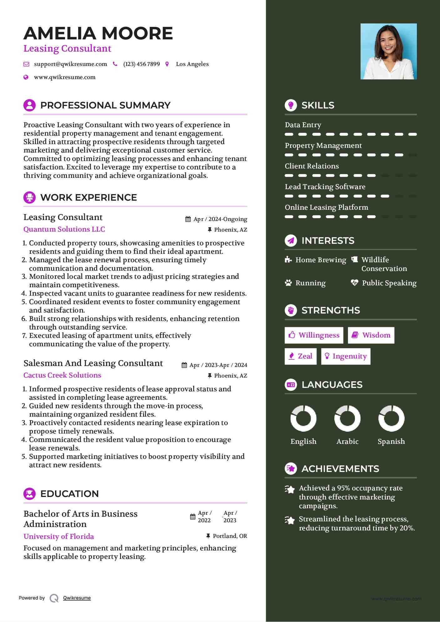 Leasing Agent Resume