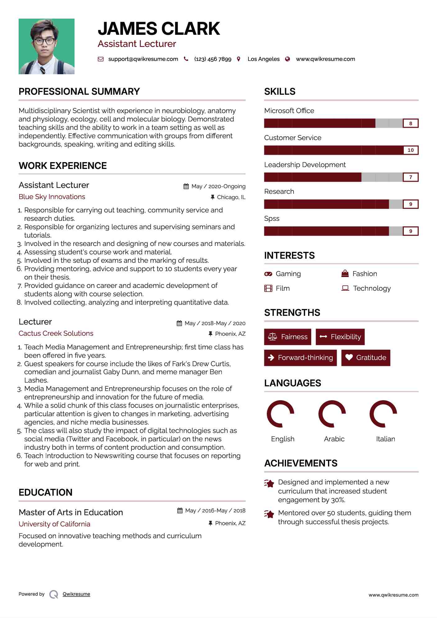 Sample Cv For Lecturer Position In University Pdf Lecturer Resume 