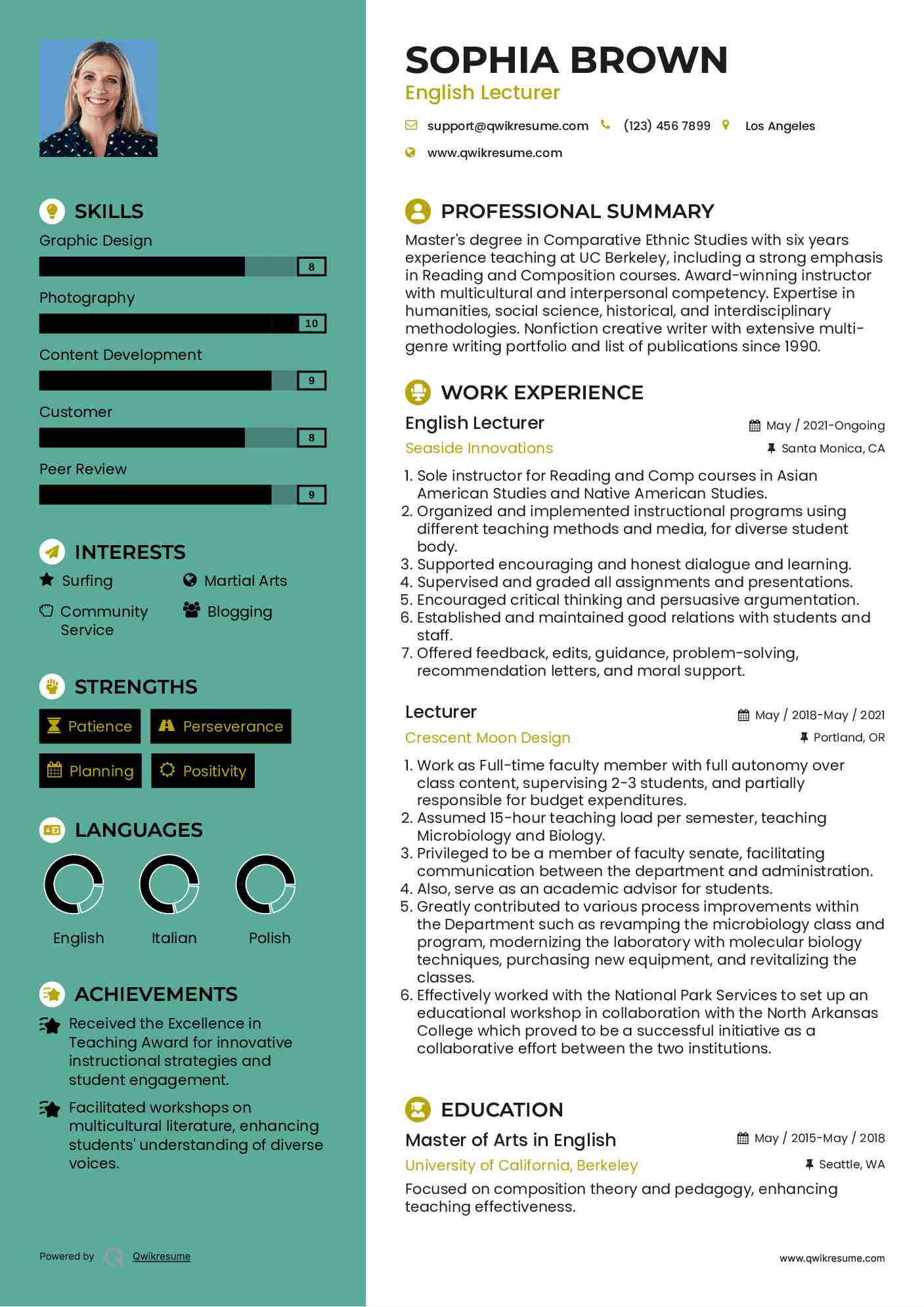 Ssurvivor Cv For English Lecturer Ssurvivor Cv For English Lecturer