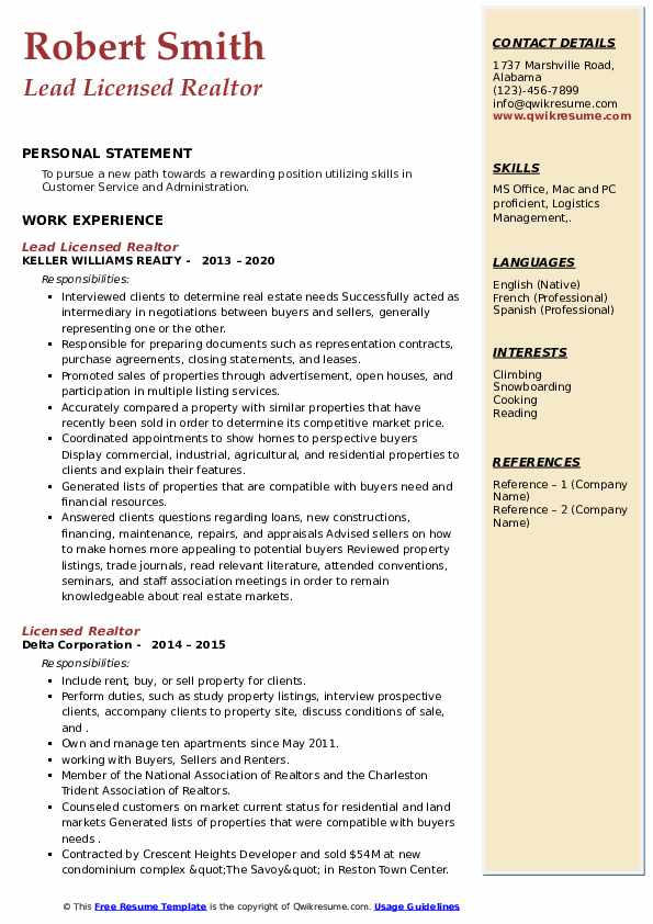 New Realtor Resume Sample