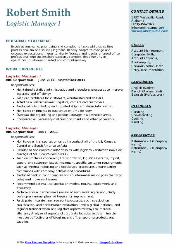 Logistic Advisor Resume