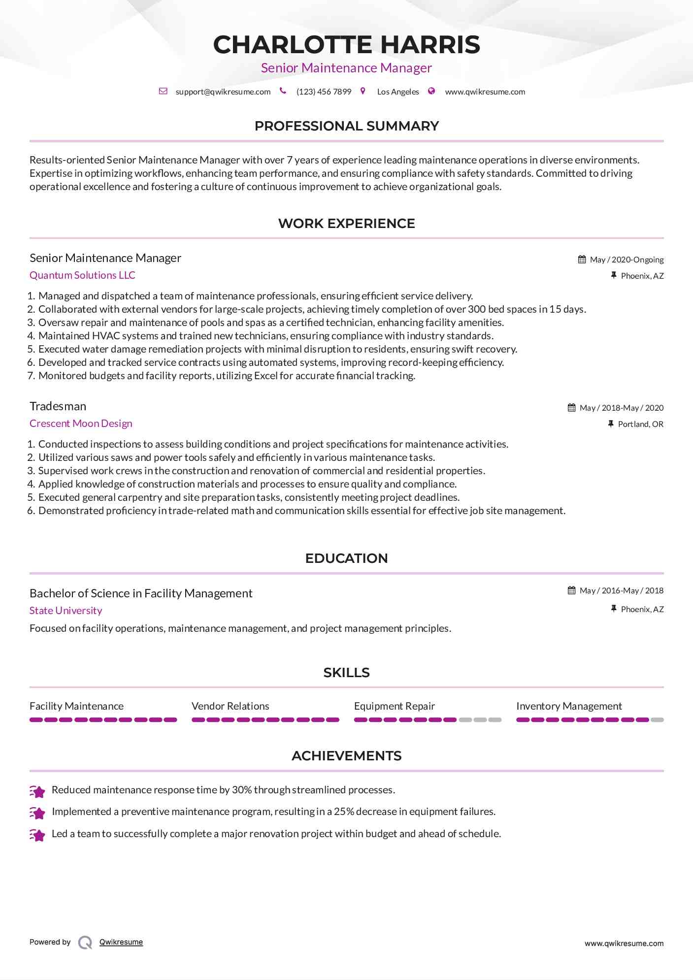 Resume Sample For Maintenance Manager This Maintenance Manager Resume