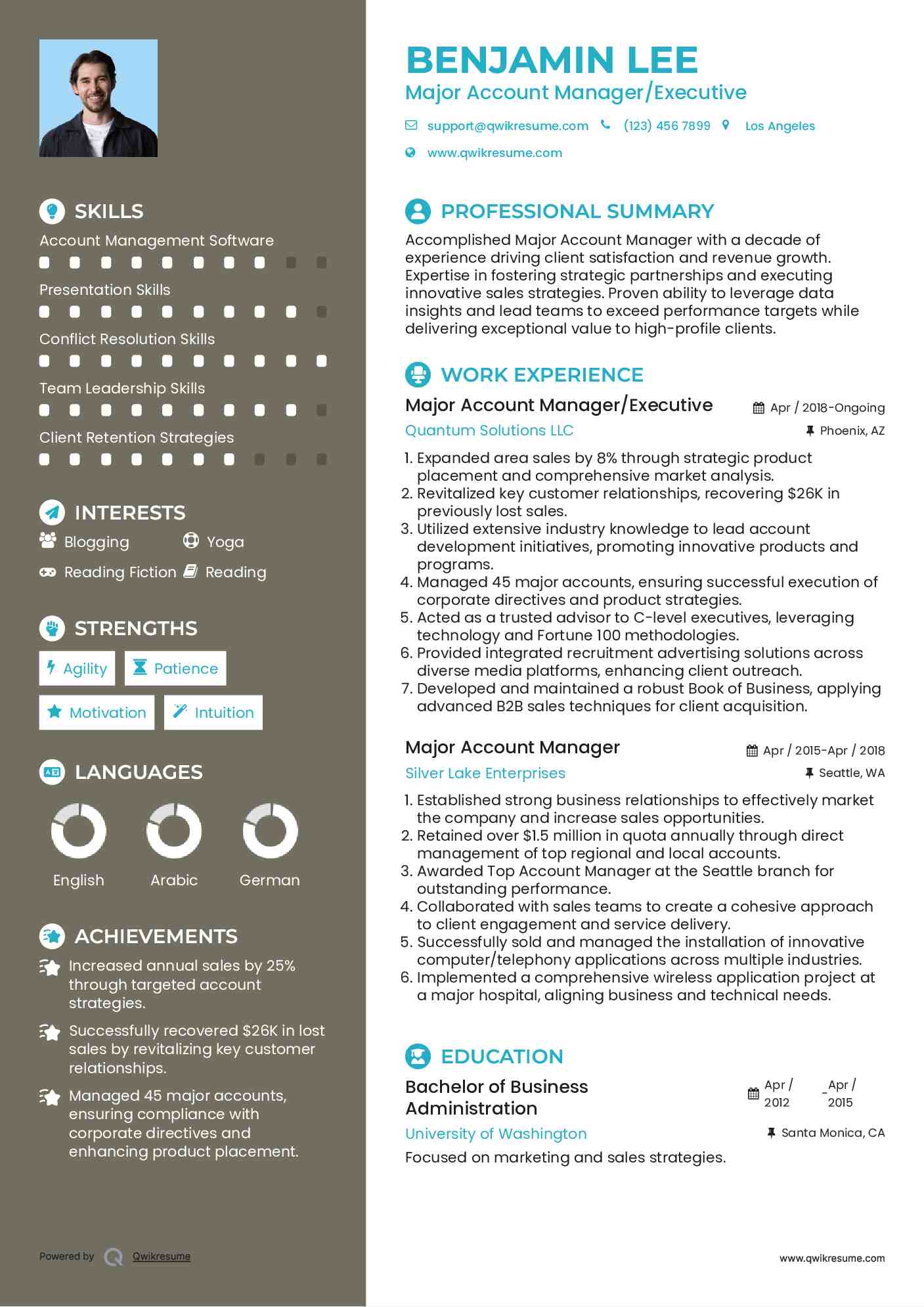 Major Account Manager Resume Samples QwikResume