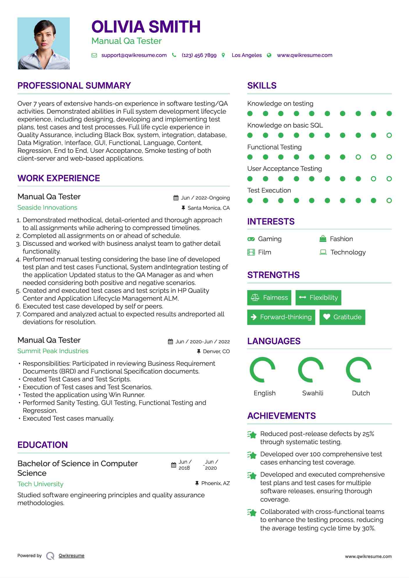 Qa Tester Resume Sample Photos