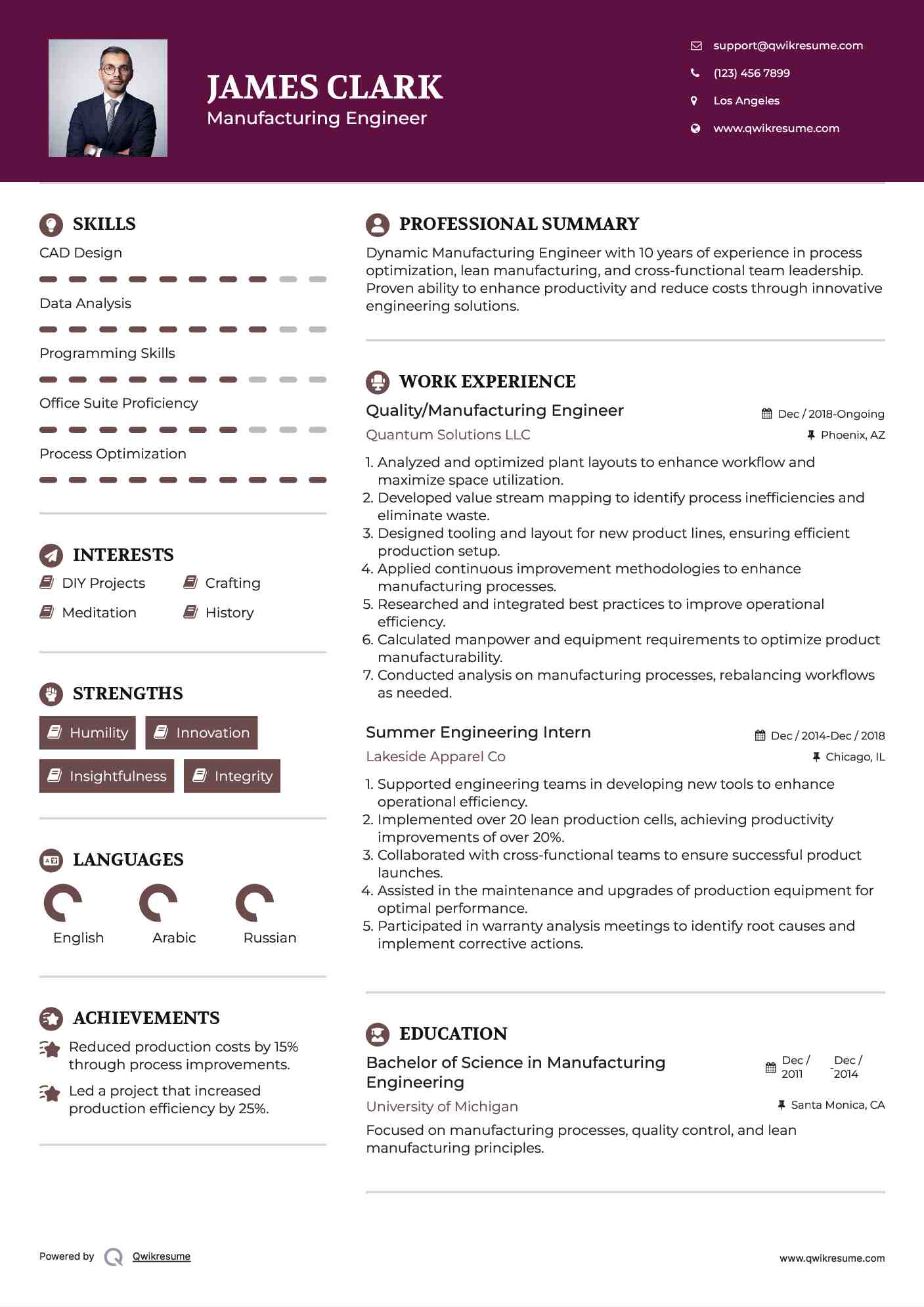 10+ Manufacturing Engineer Resume Samples & Templates for 2025