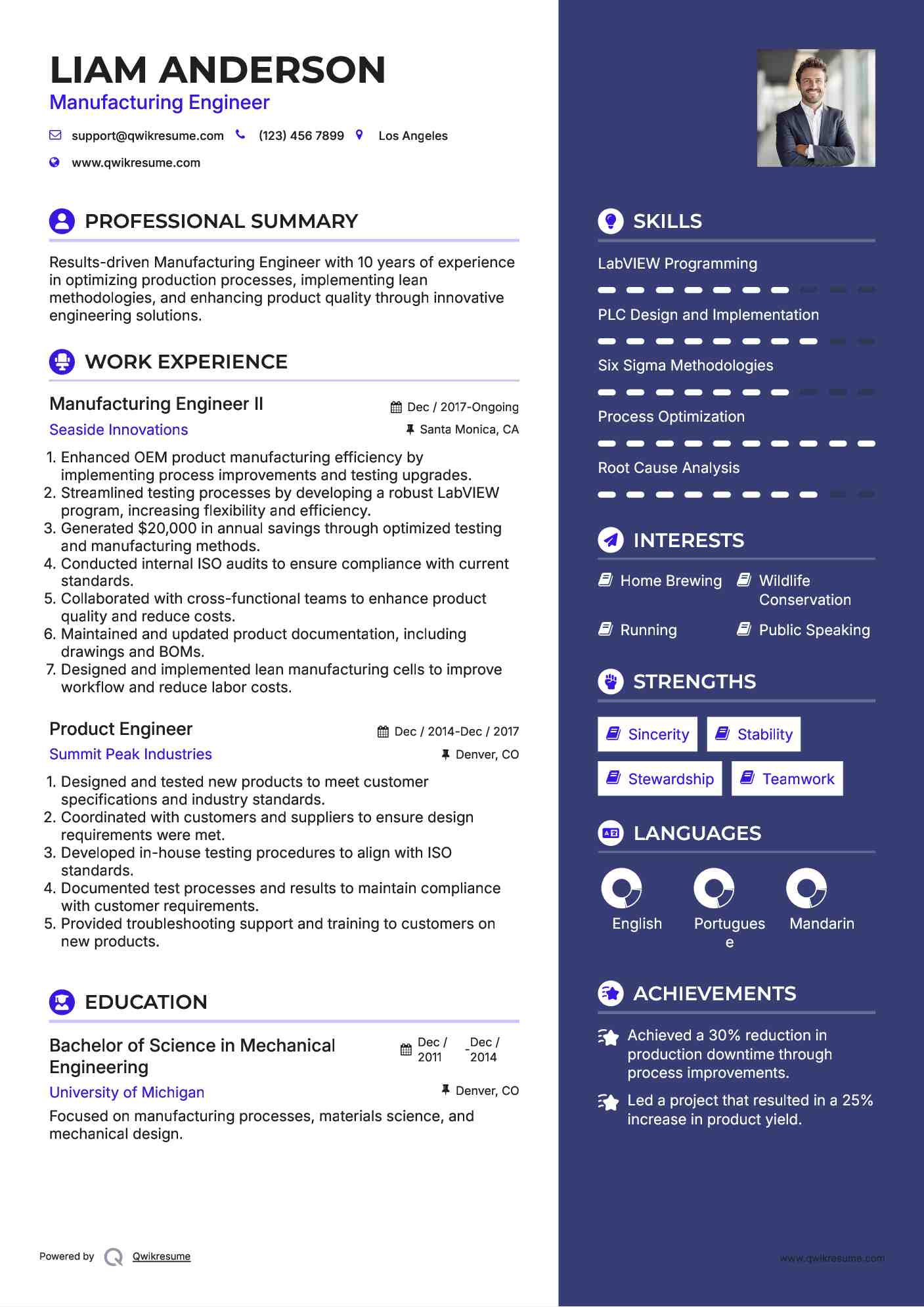 Manufacturing Sample Resume Manufacturing Resume
