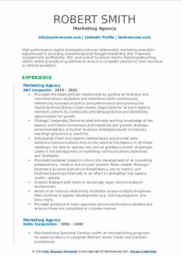 ad agency resume Wallpaper Blog - Agency Manager Resume Sample resume ...
