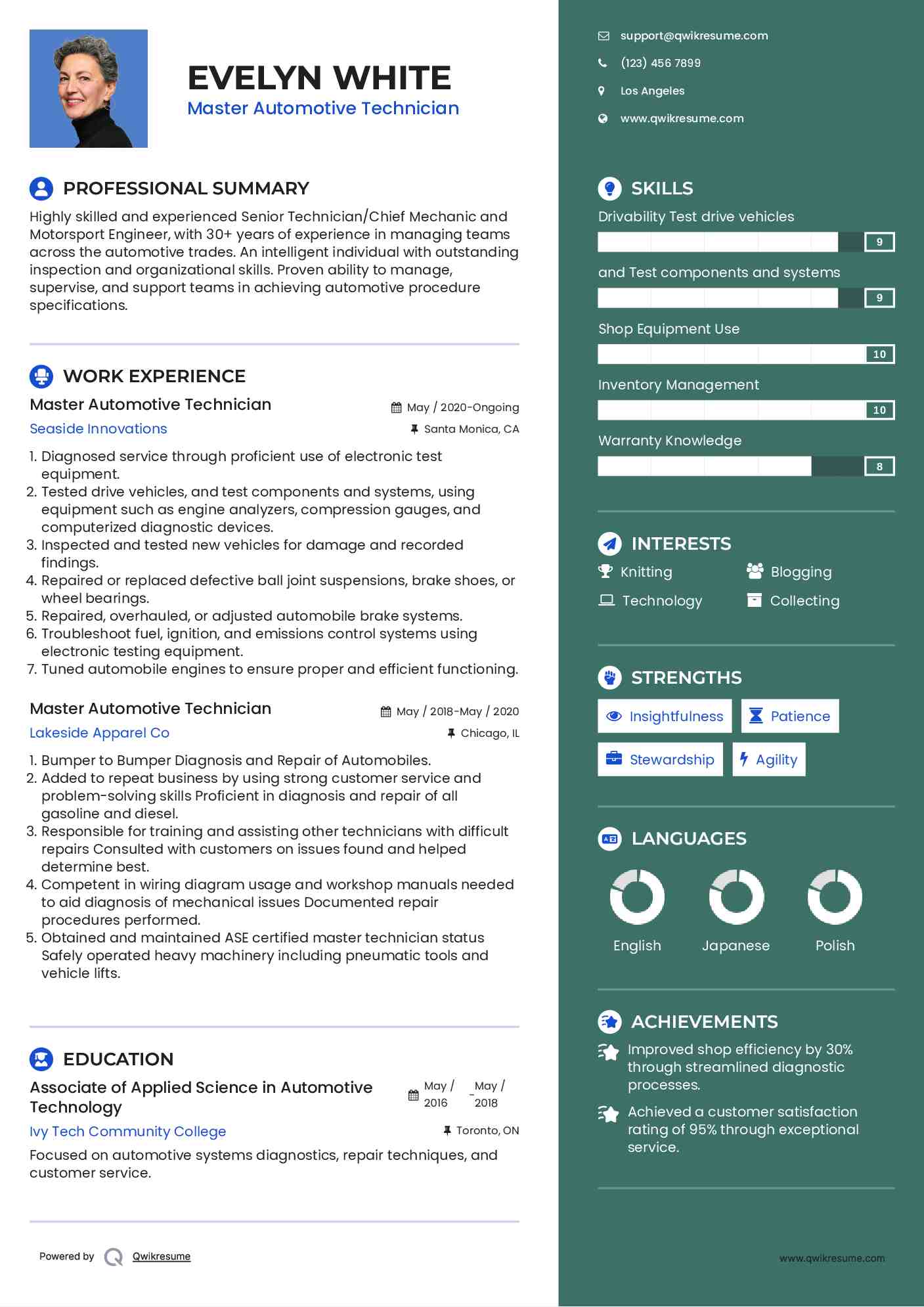  Automotive Technician Resume Template Automotive Technician Resume