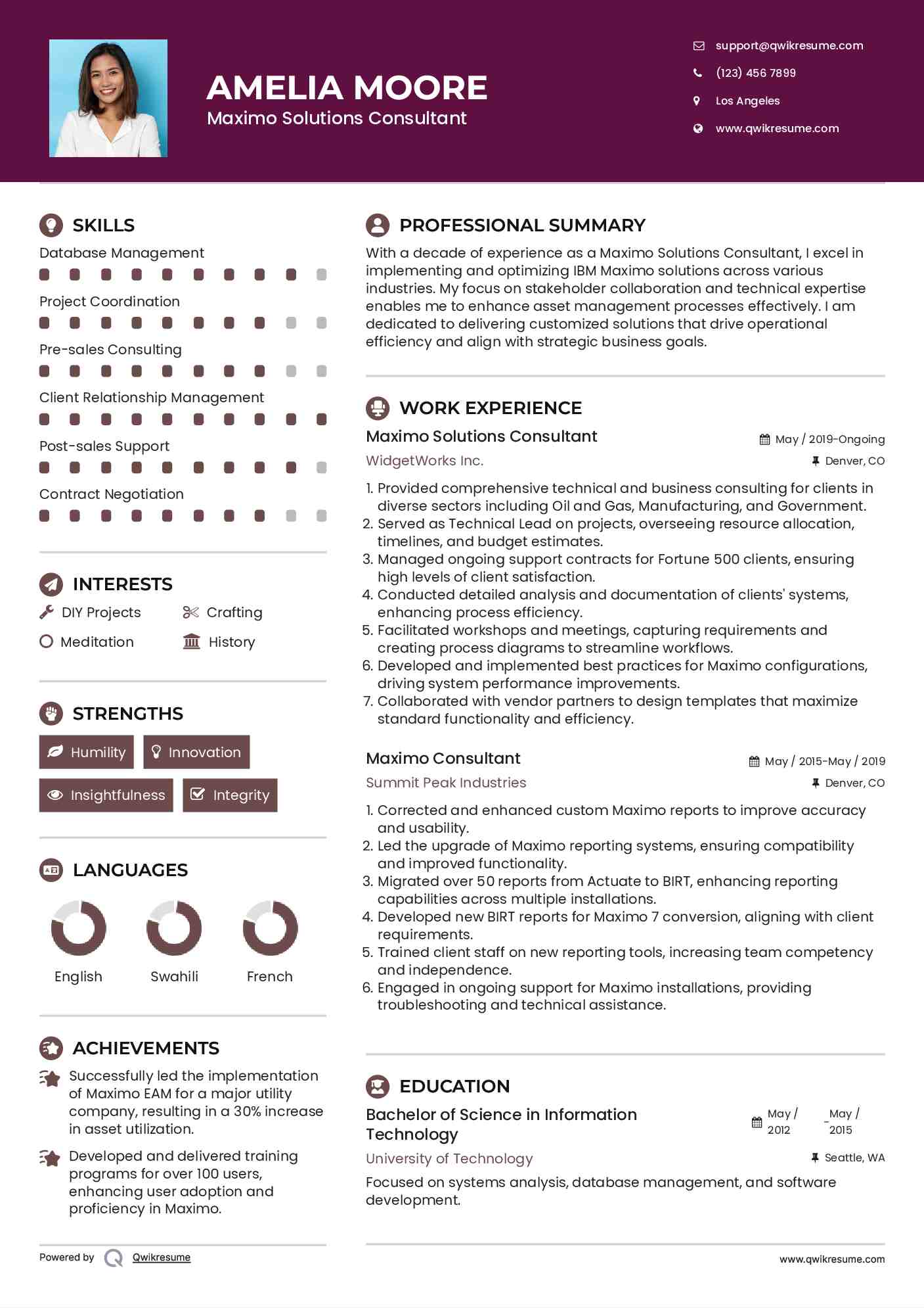 10+ Maximo Consultant Resume Samples & Templates for 2025 10+ Maximo Consultant Resume Samples & Templates for 2025