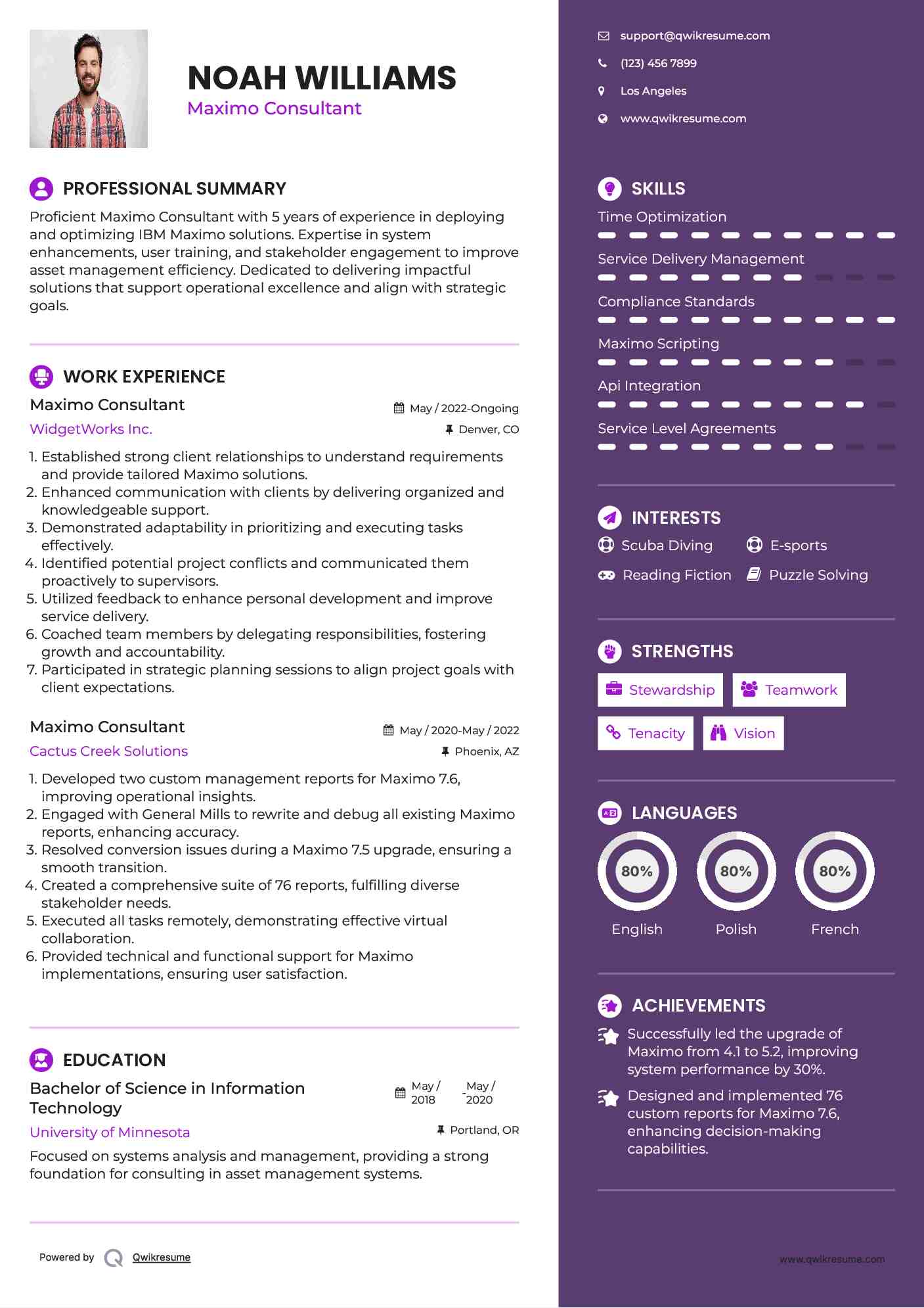 Maximo Consultant Resume Samples Qwikresume