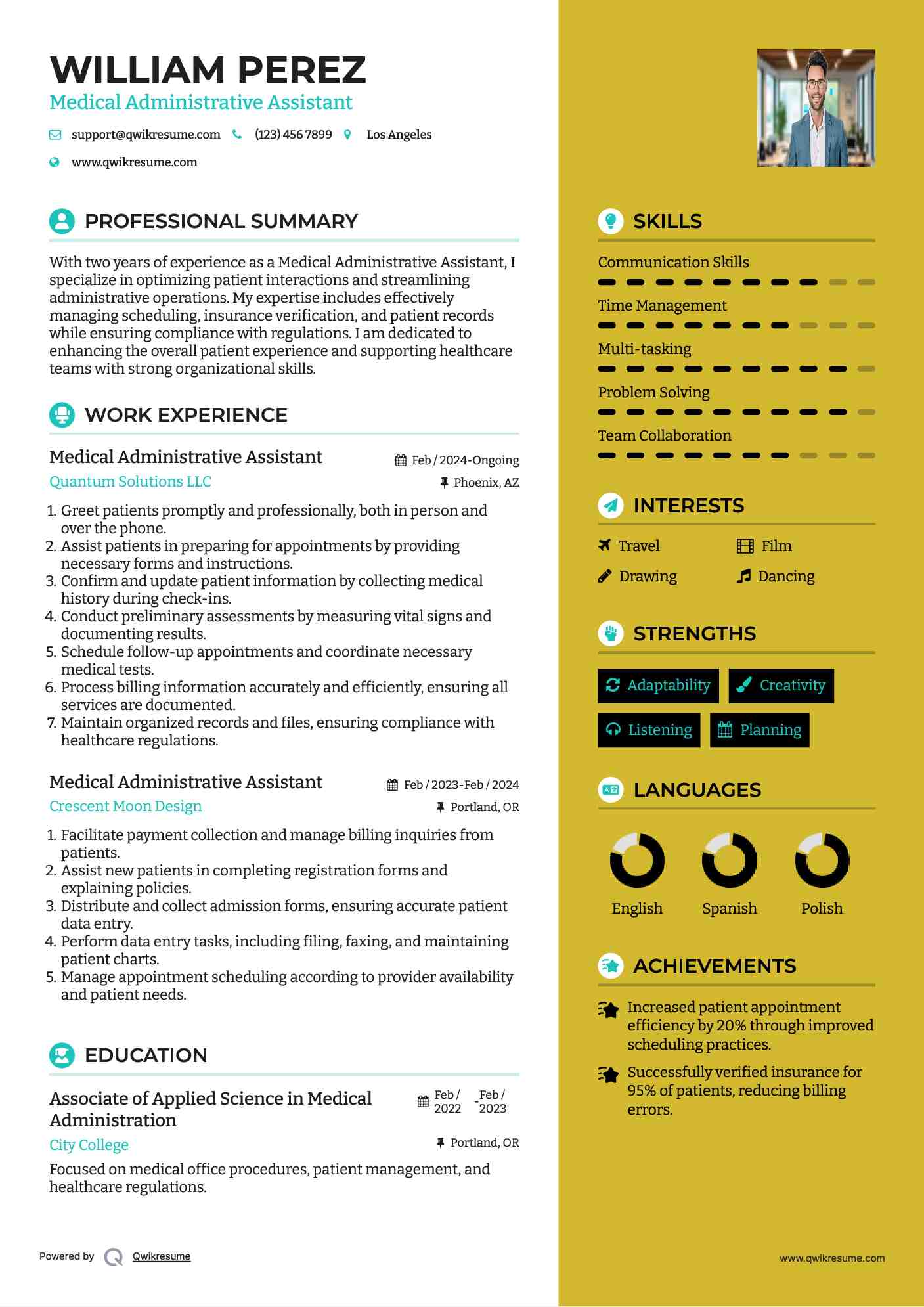 Medical Administrative Assistant Resume Samples QwikResume