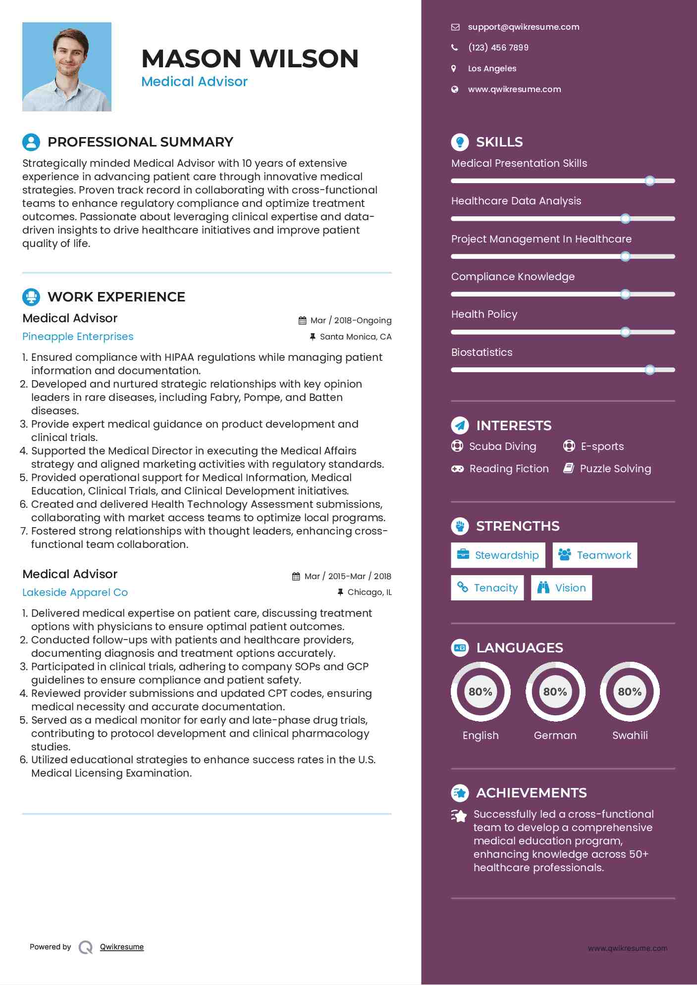 Medical Advisor Resume Samples QwikResume Medical Advisor Resume Samples QwikResume