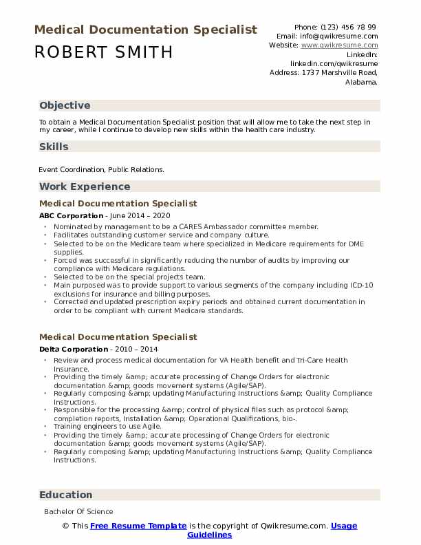 Medical Documentation Specialist Resume Samples QwikResume medical-documentation-specialist-resume-samples-qwikresume