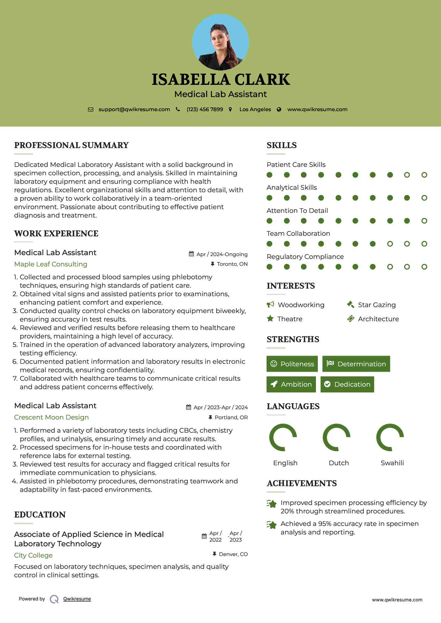 Medical Lab Assistant Resume Samples QwikResume