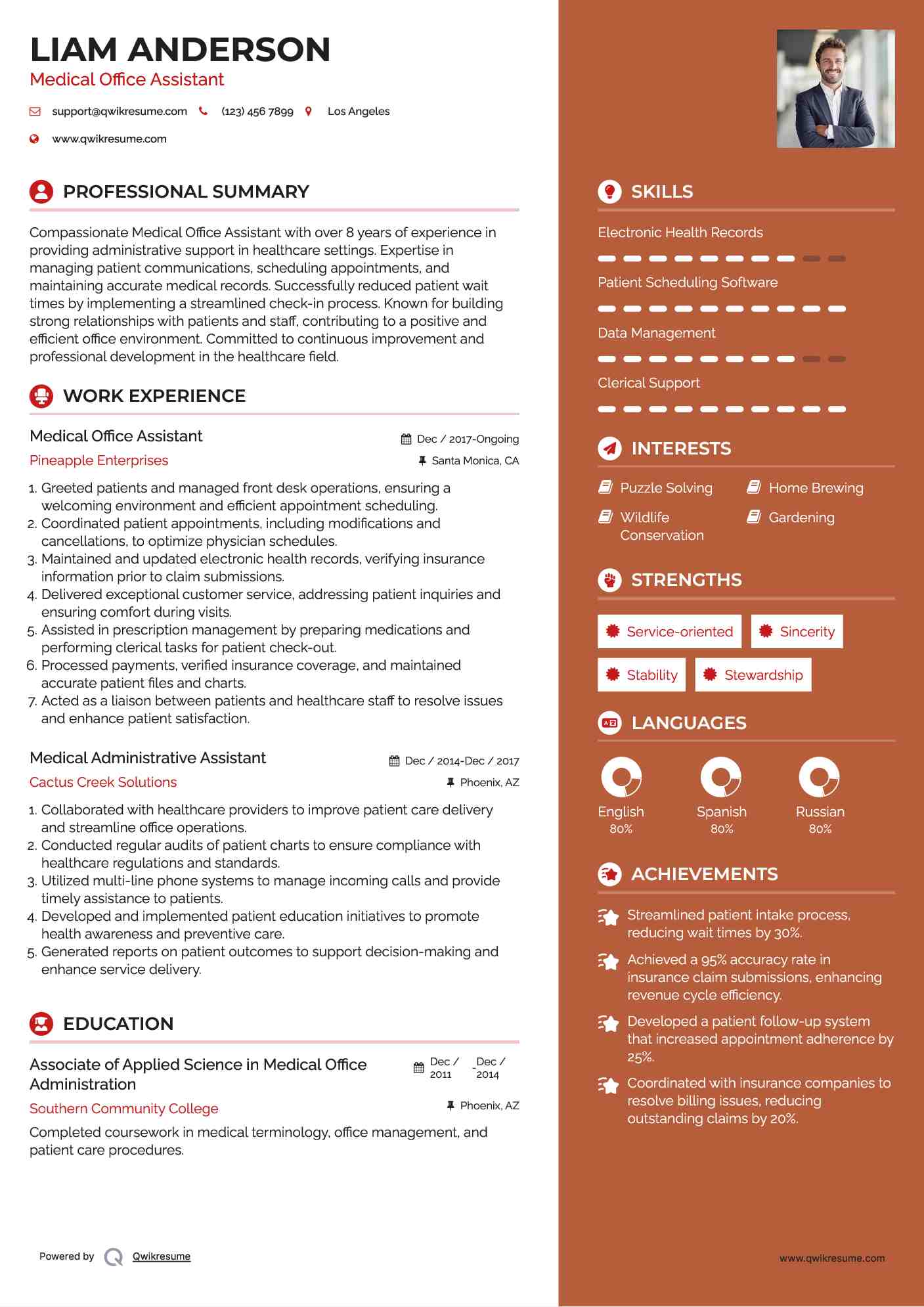 Medical Office Assistant Resume Samples QwikResume