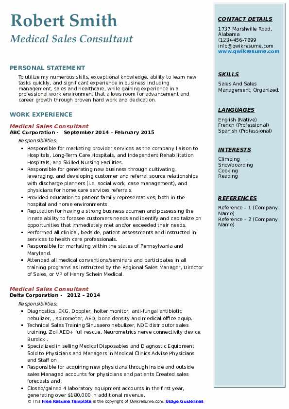 Medical Rep Resume 20 Medical Sales Resume Examples & Guide For 2025