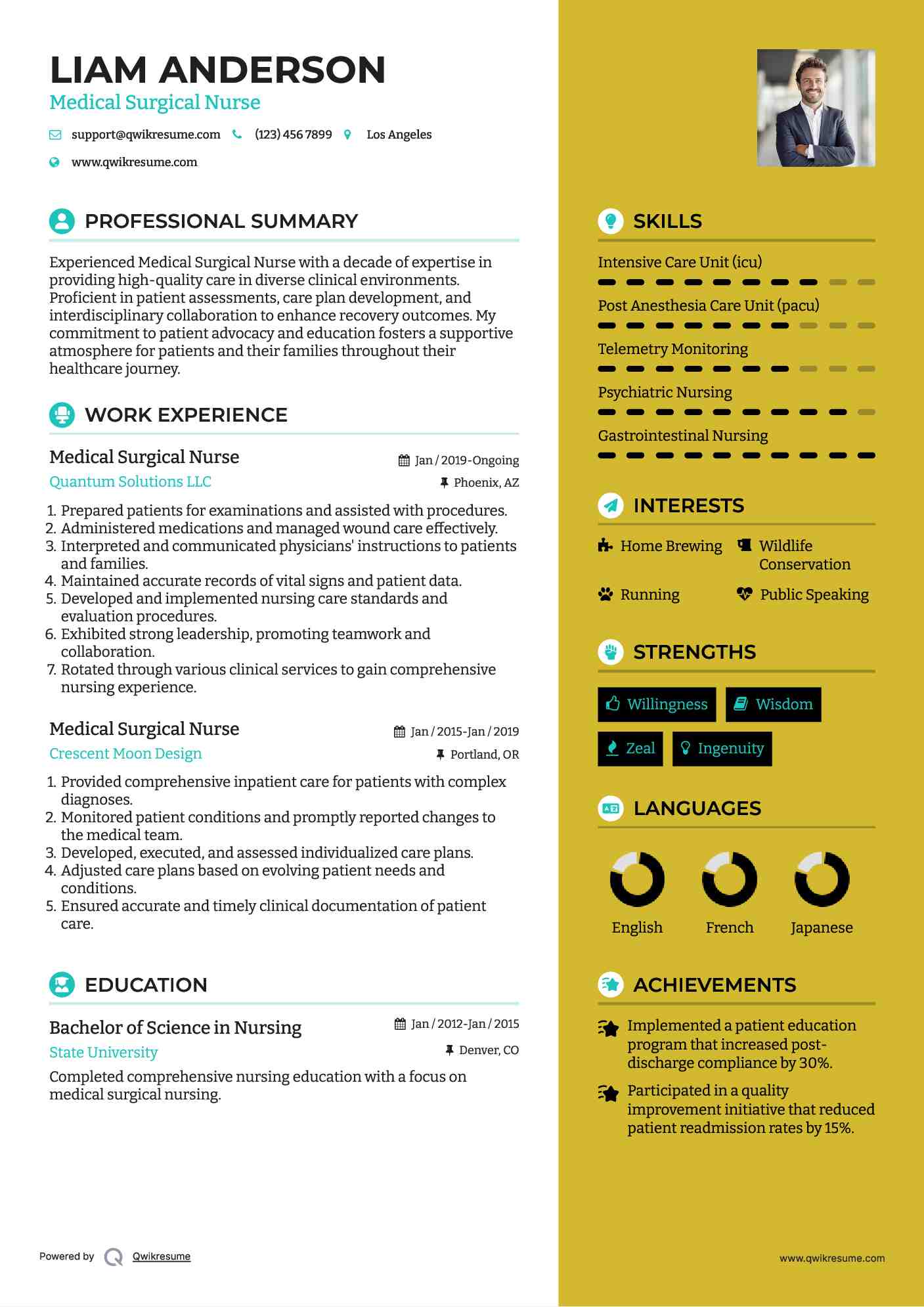 Medical Surgical Nurse Resume Samples QwikResume