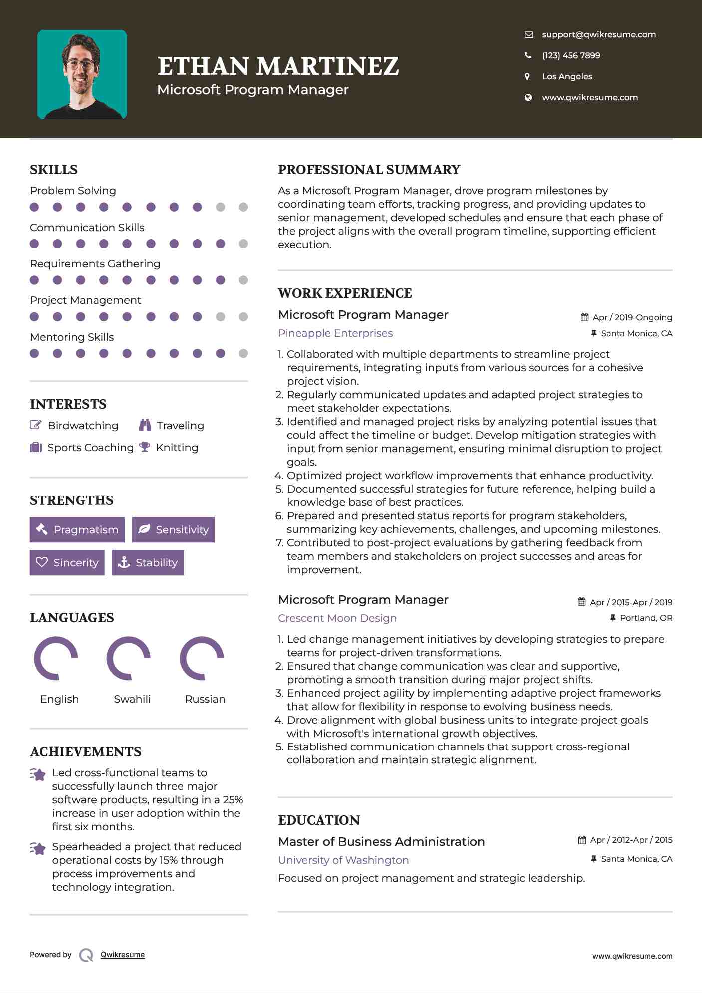 10+ Microsoft Program Manager Resume Samples & Templates for 2025