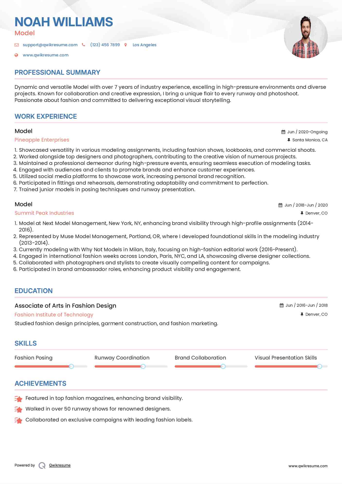 Sample Modeling Resumes AliciaBrockman Blog