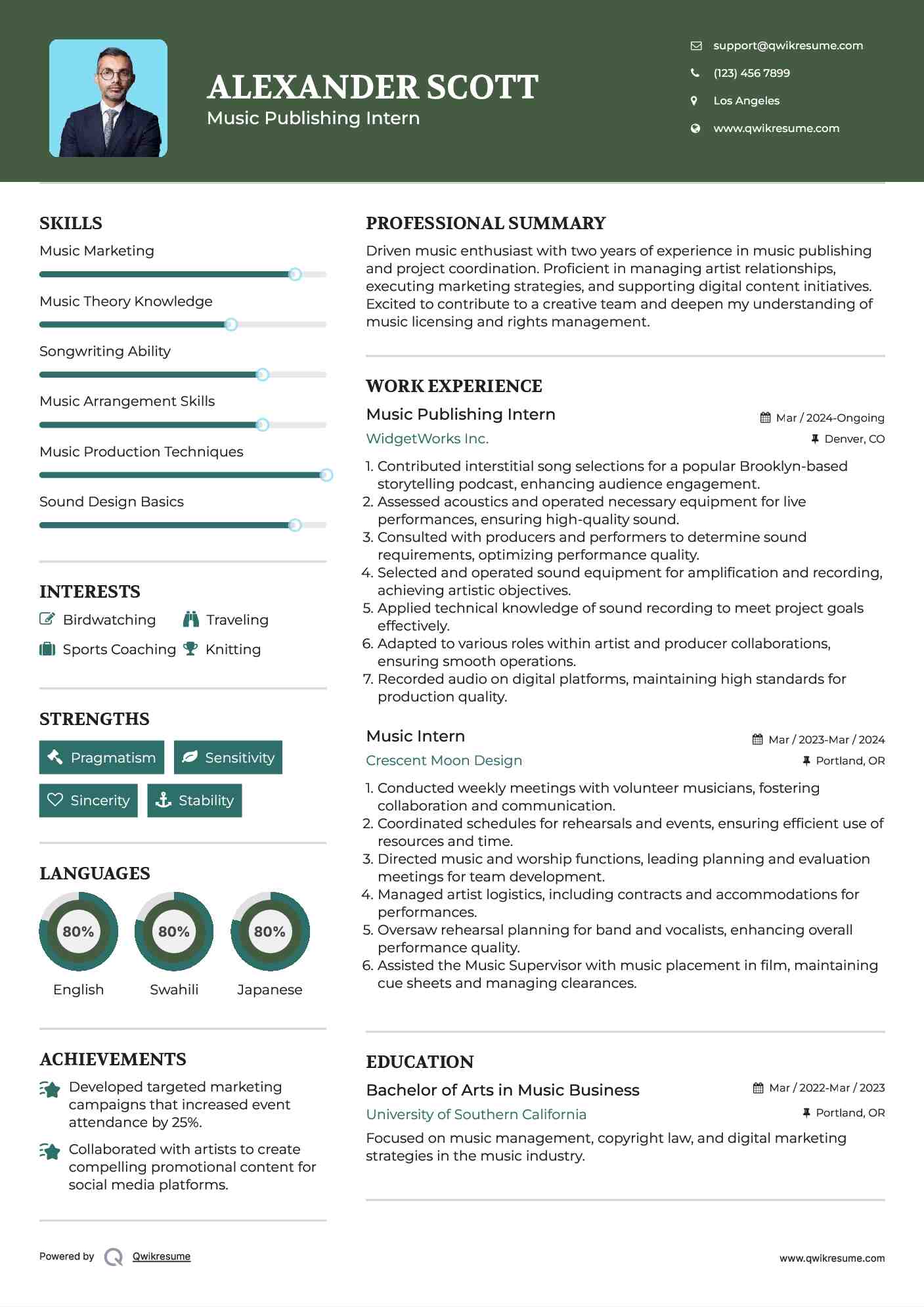 10+ Music Intern Resume Samples & Templates for 2025