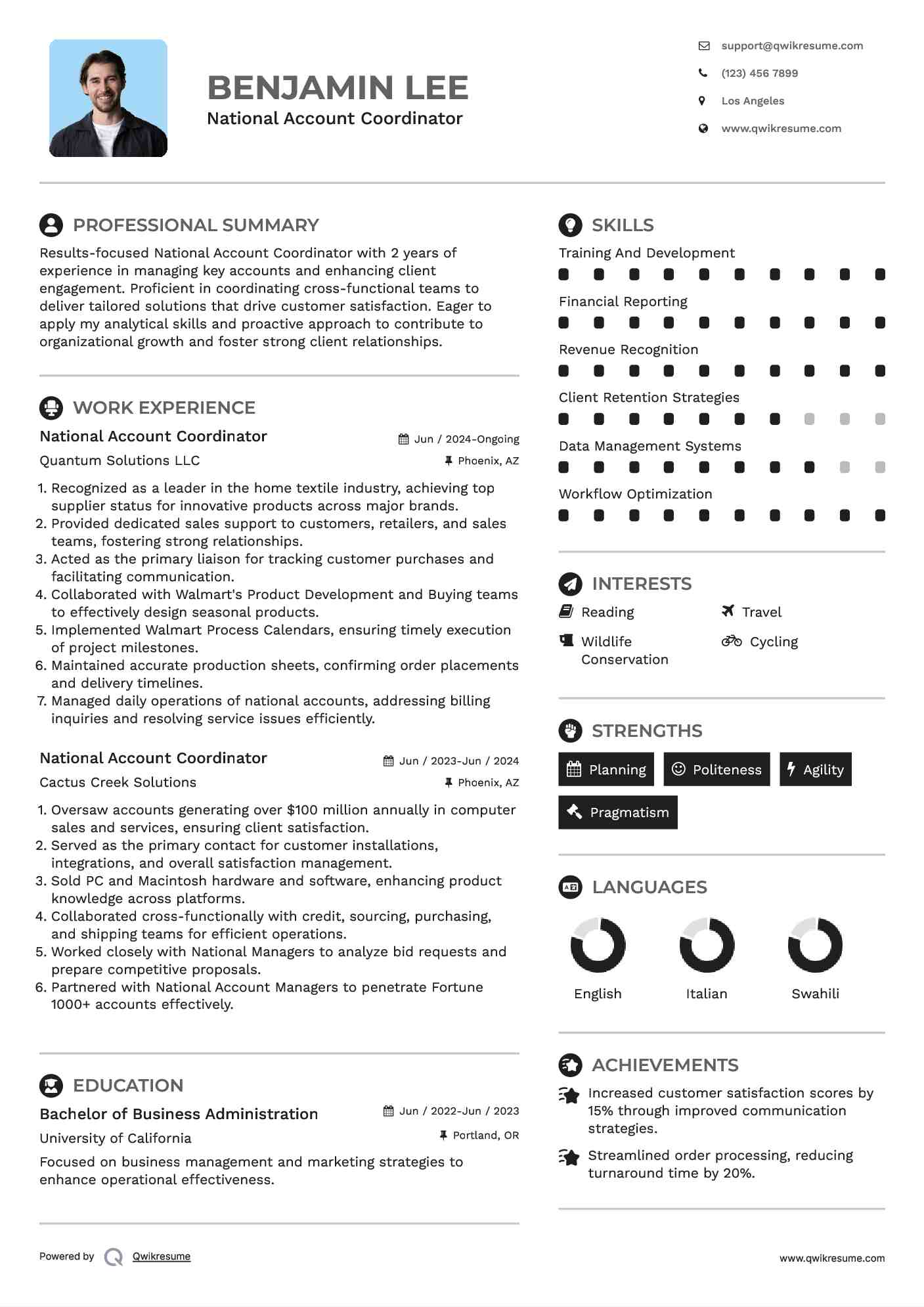 National Account Coordinator Resume Samples QwikResume