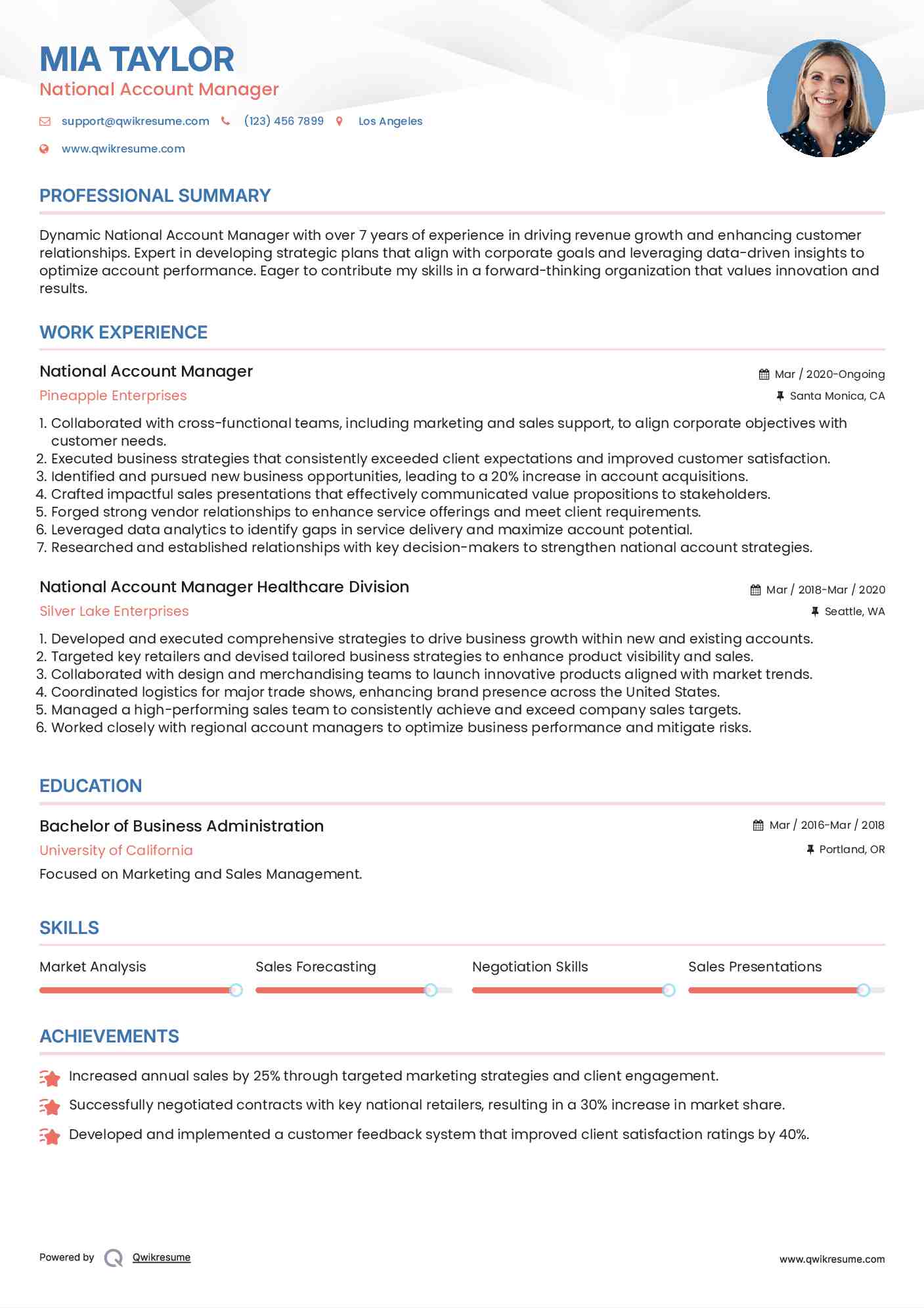 National Account Manager Resume Samples QwikResume