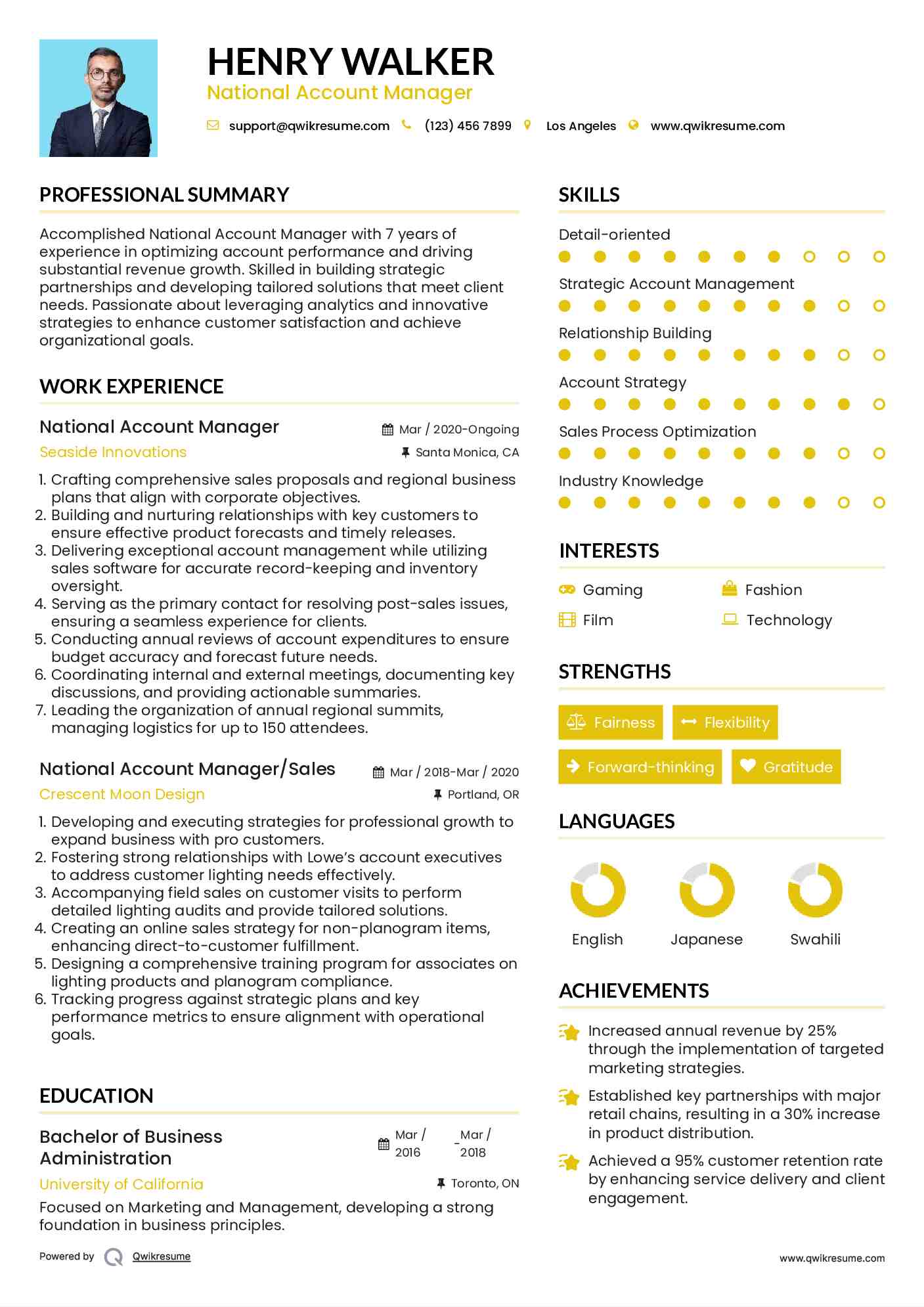 National Account Manager Resume Samples QwikResume