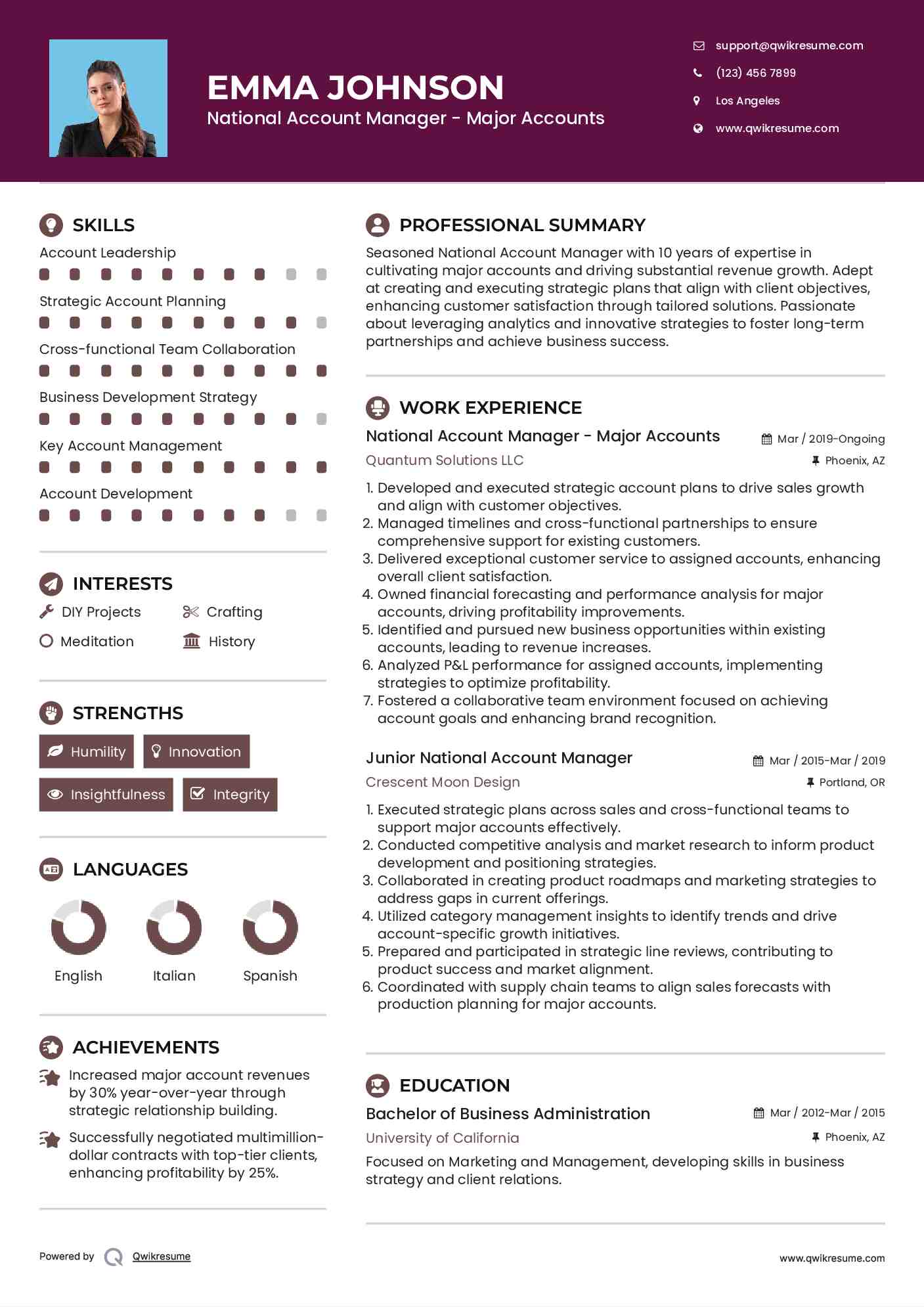 National Account Manager Resume Samples QwikResume