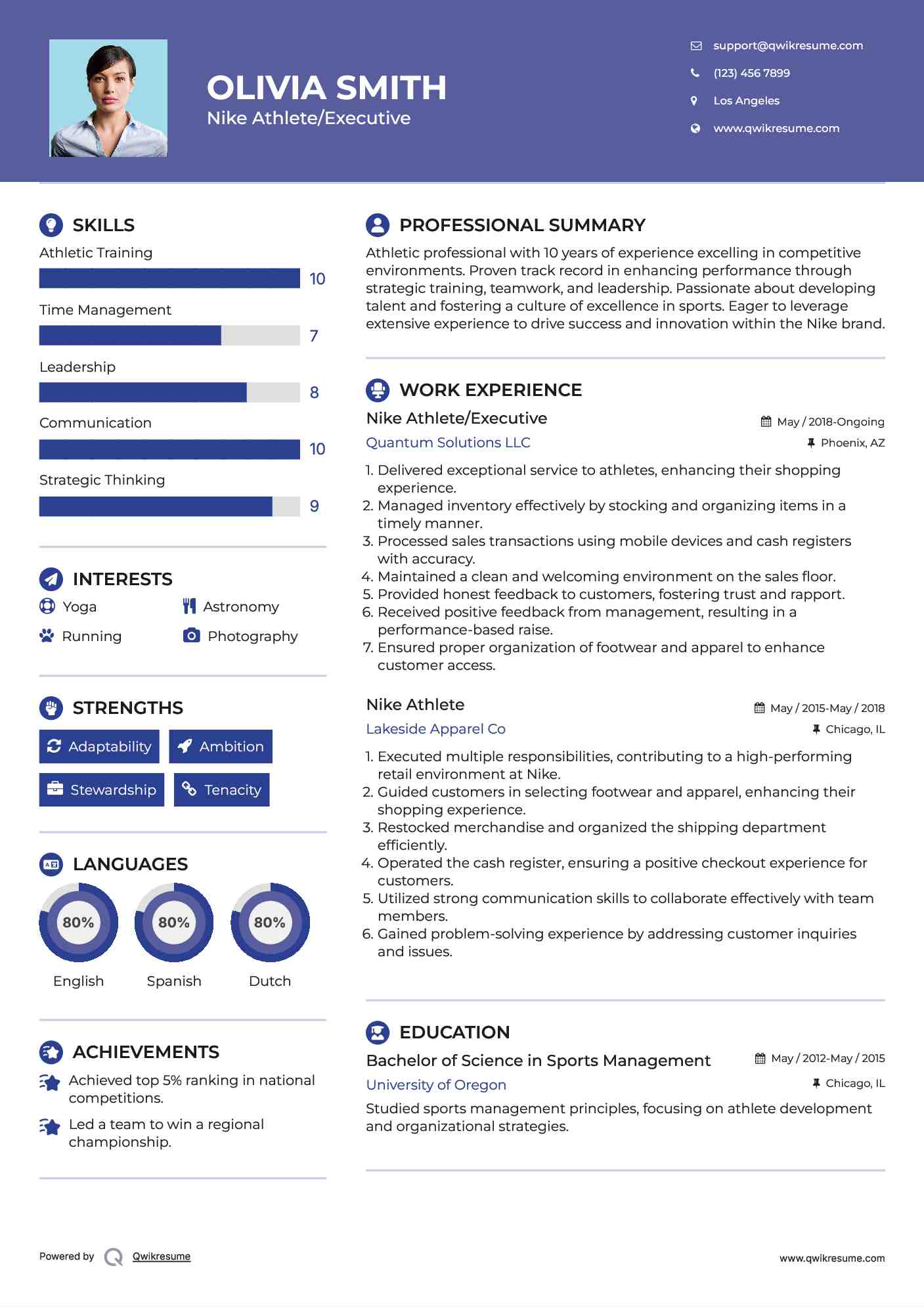 Athlete Resume Template