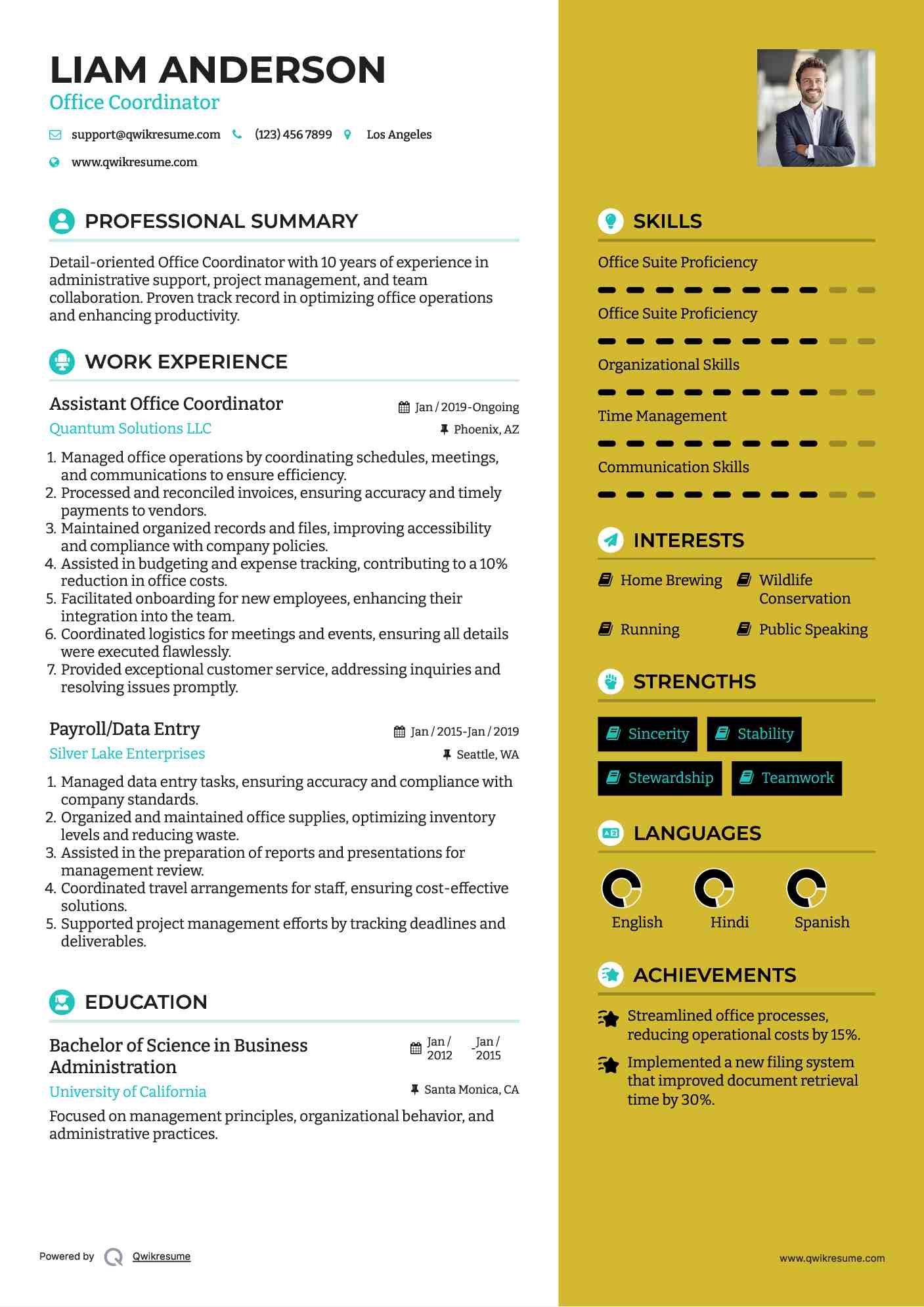 Office Coordinator Resume Samples QwikResume